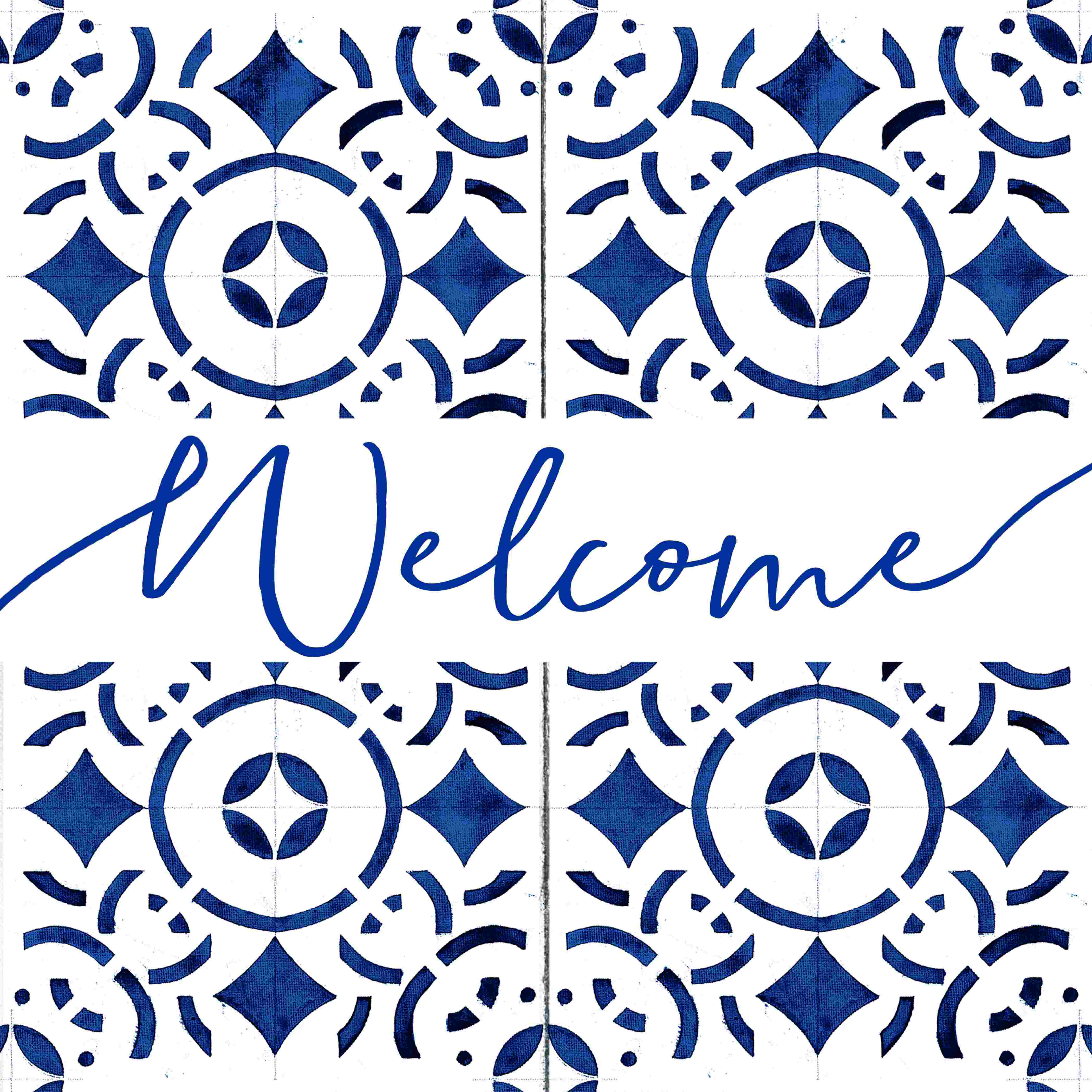 Bungalow Rose Welcome Tile Navy Blue | Wayfair