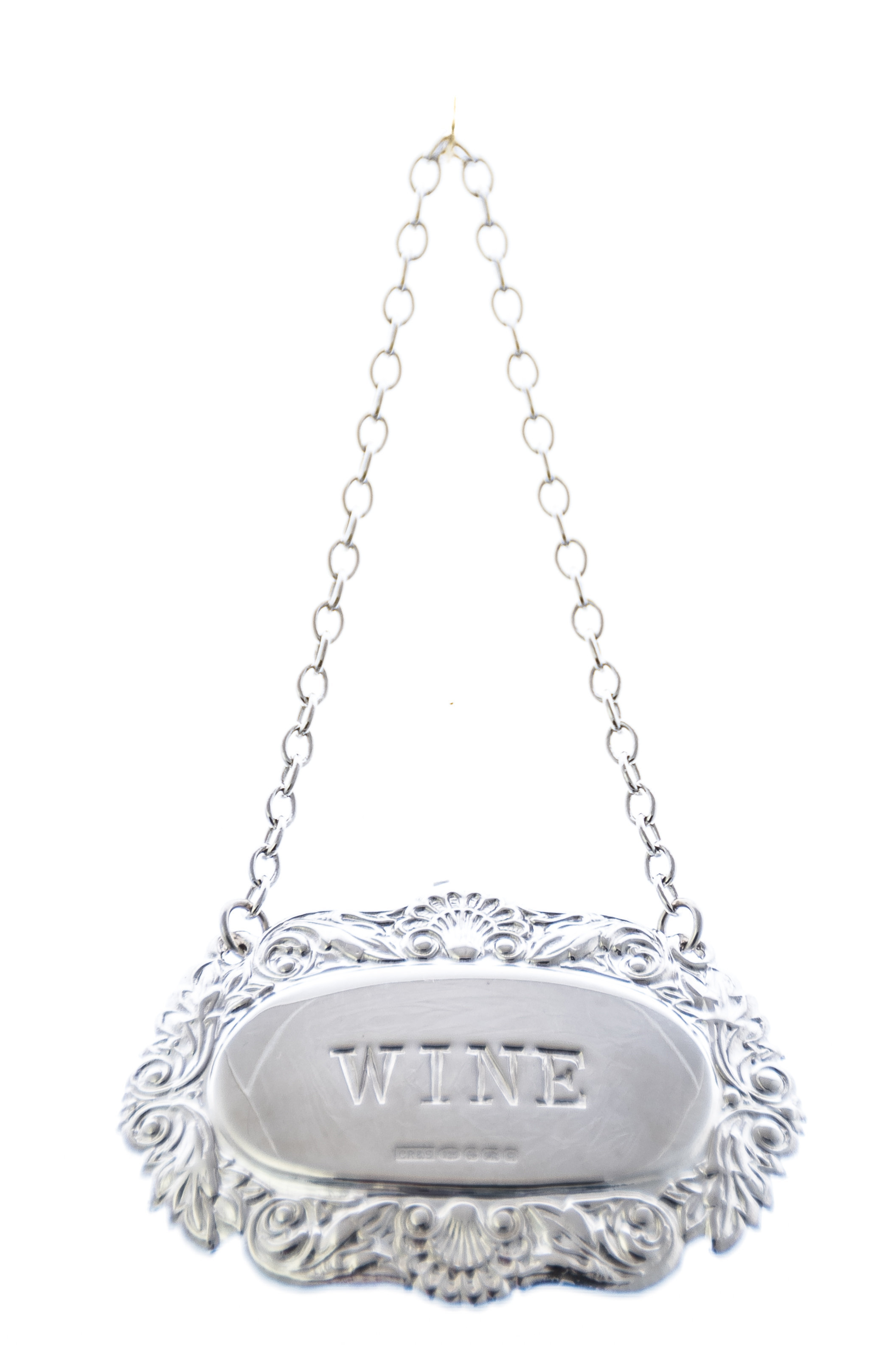 Corbell Silver Company Decanter Label-Wine Fancy Shell and Scroll ...