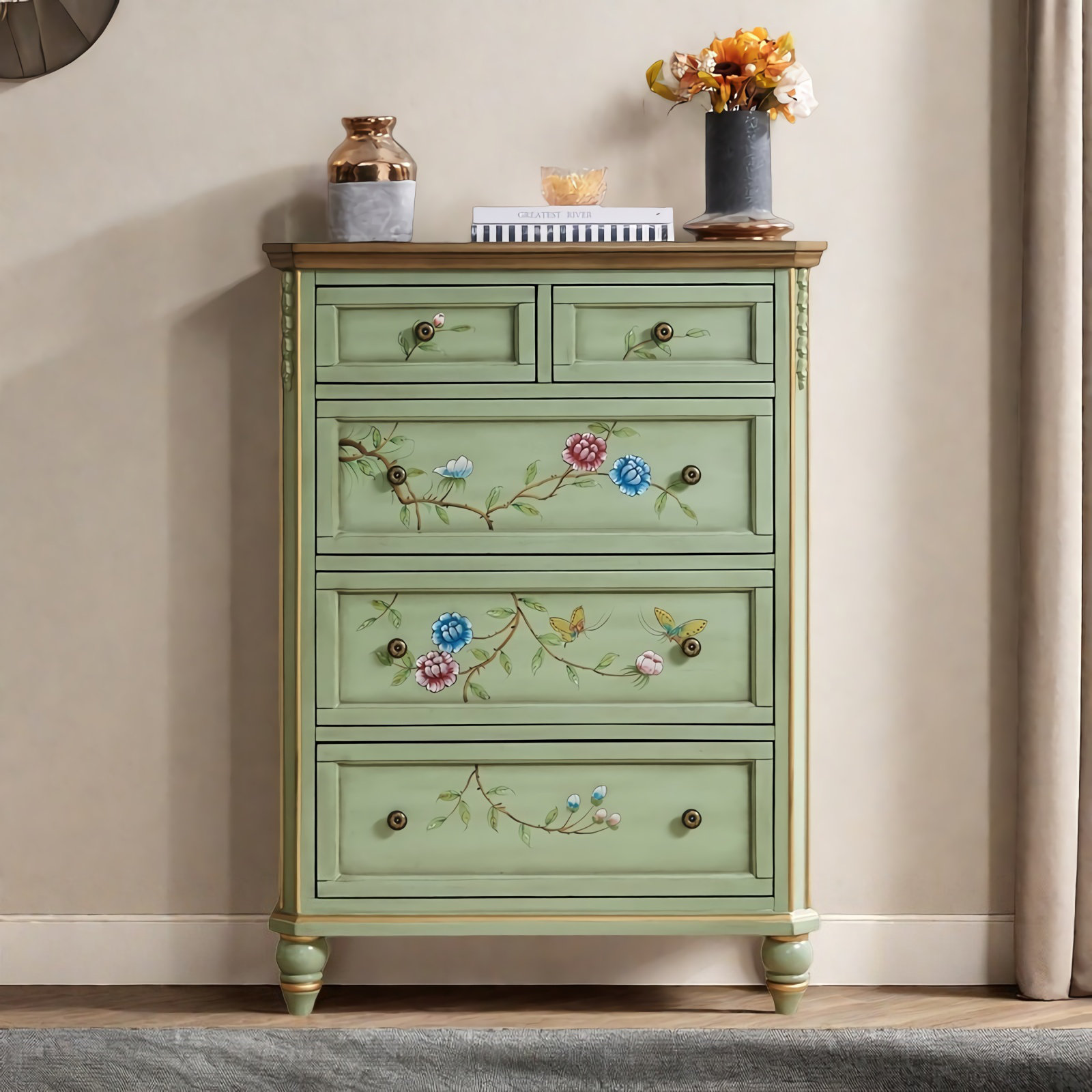 NICECABINET Simple Hand-Painted SolidWood Accent Chest | Wayfair