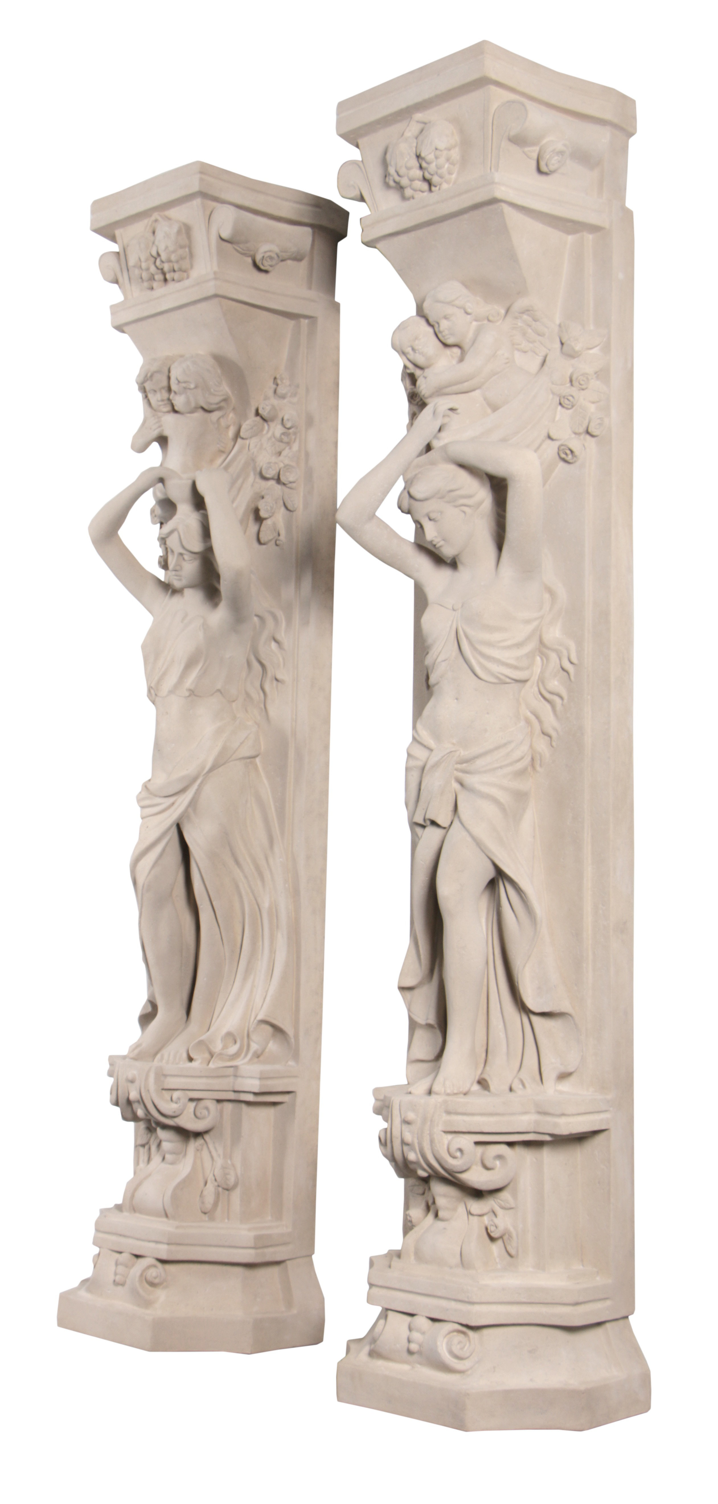 AFD Home Pair Roman Girl Pilasters 2 Piece Garden Statue Set - Wayfair ...