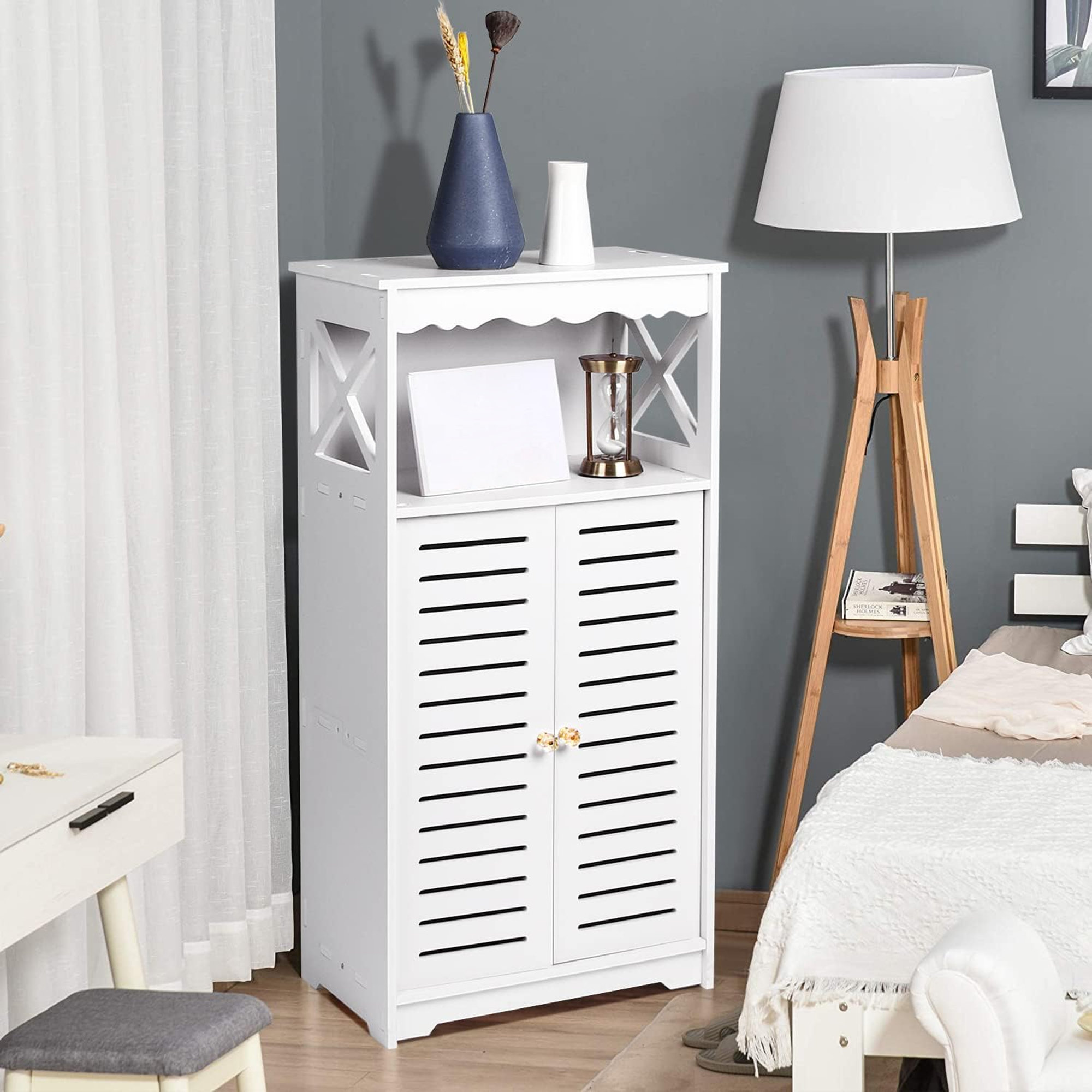 One Allium Way White Floor Standing Bathroom Storage Cabinet - Wayfair ...