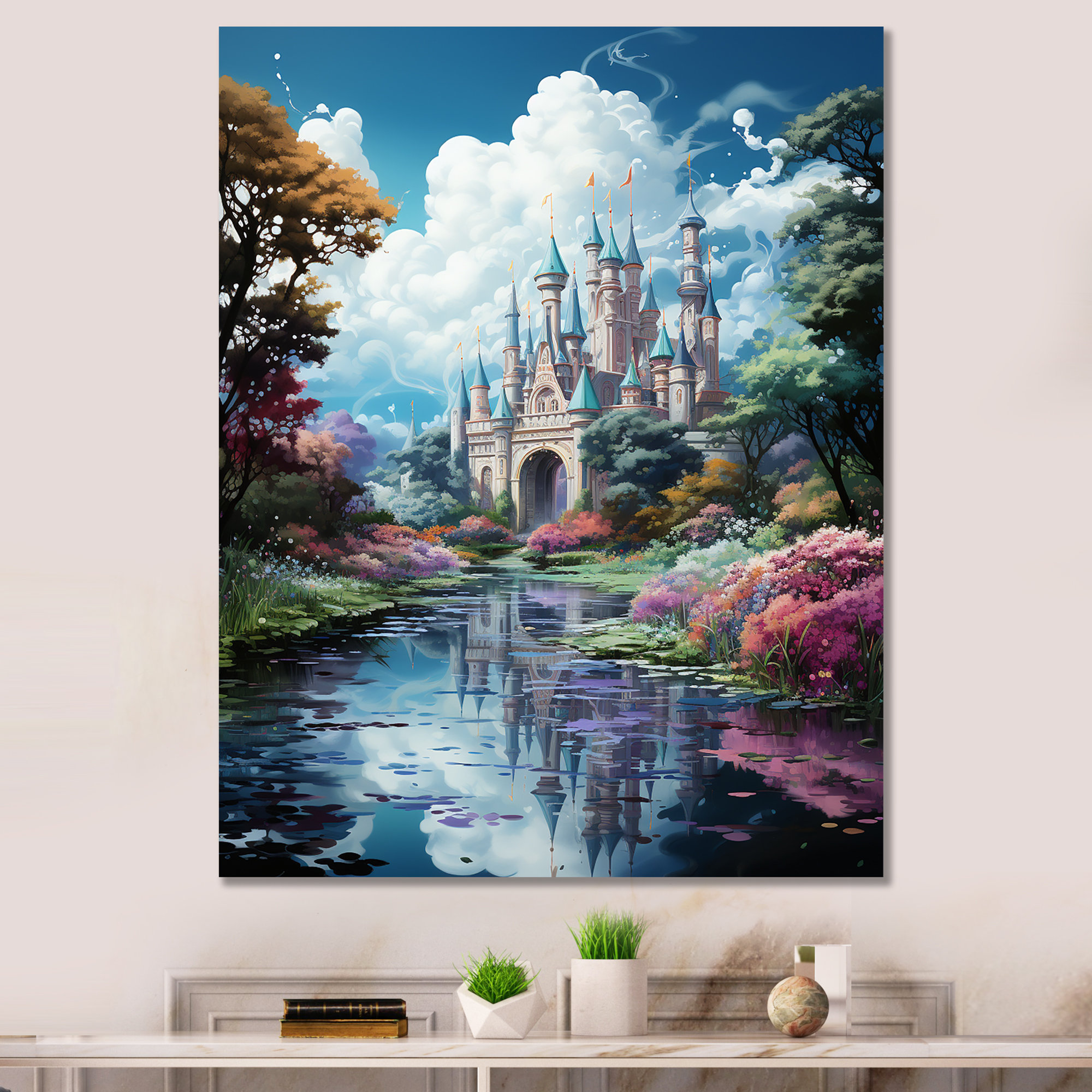 Charlton Home® Fantasy Kawaii Castle Landscape On Canvas Print | Wayfair