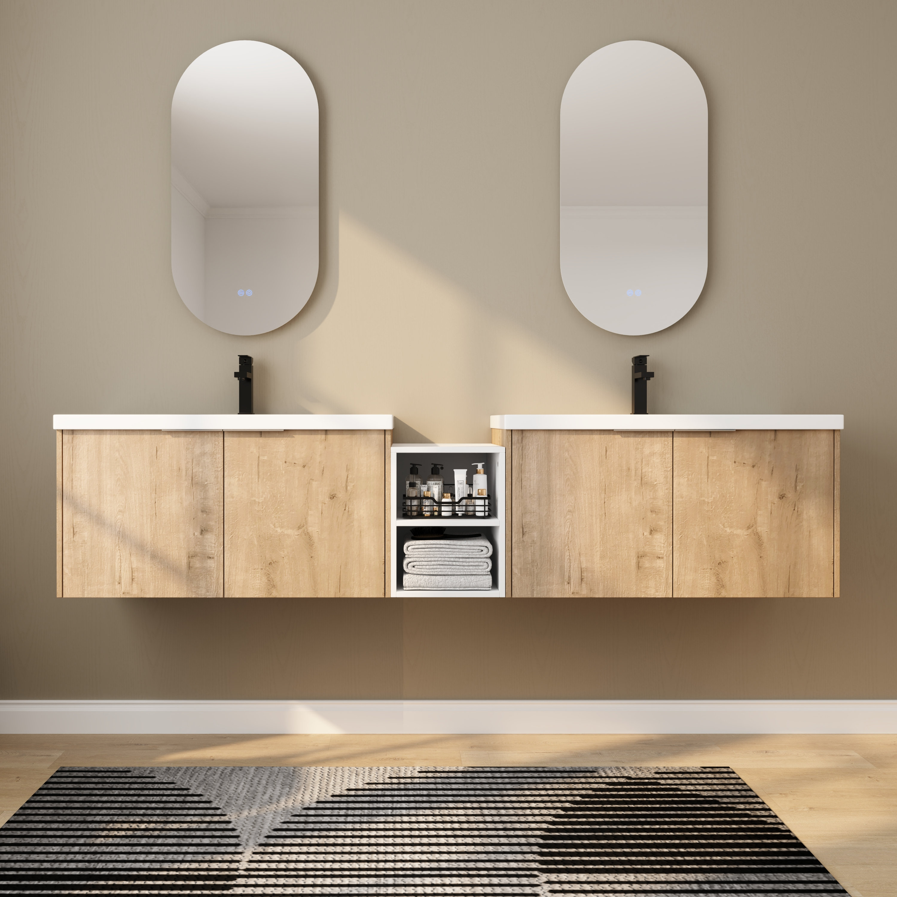 AiYchen 84" Extra Wide Bathroom Vanity System - 2×36" Vanities + 12 ...