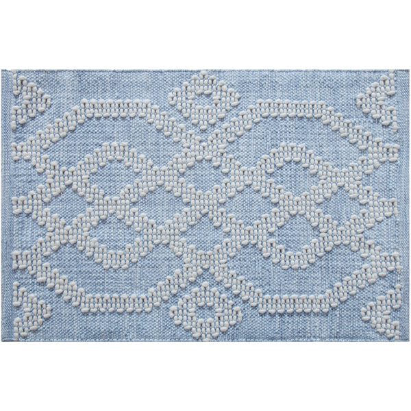 CompanyC Cable Geometric Handwoven Blue Indoor / Outdoor Use Area Rug ...