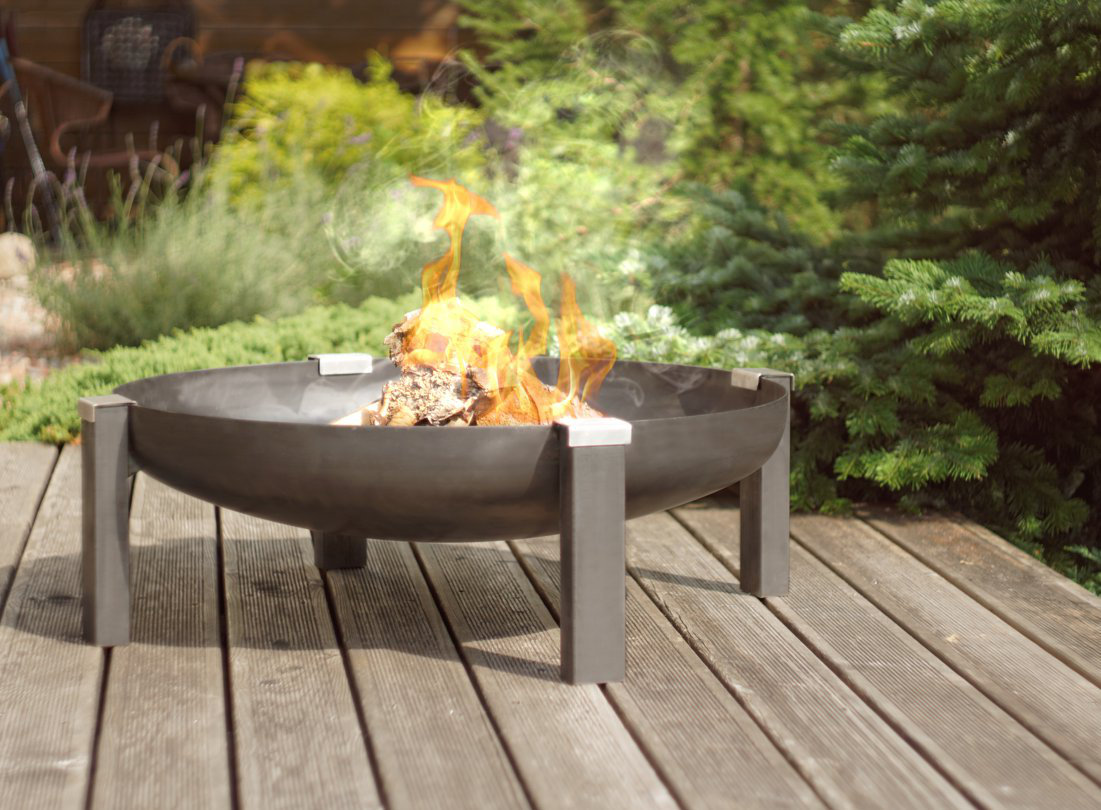 Ebern Designs Redwood Rusting Steel Wood Burning Fire Pit & Reviews ...