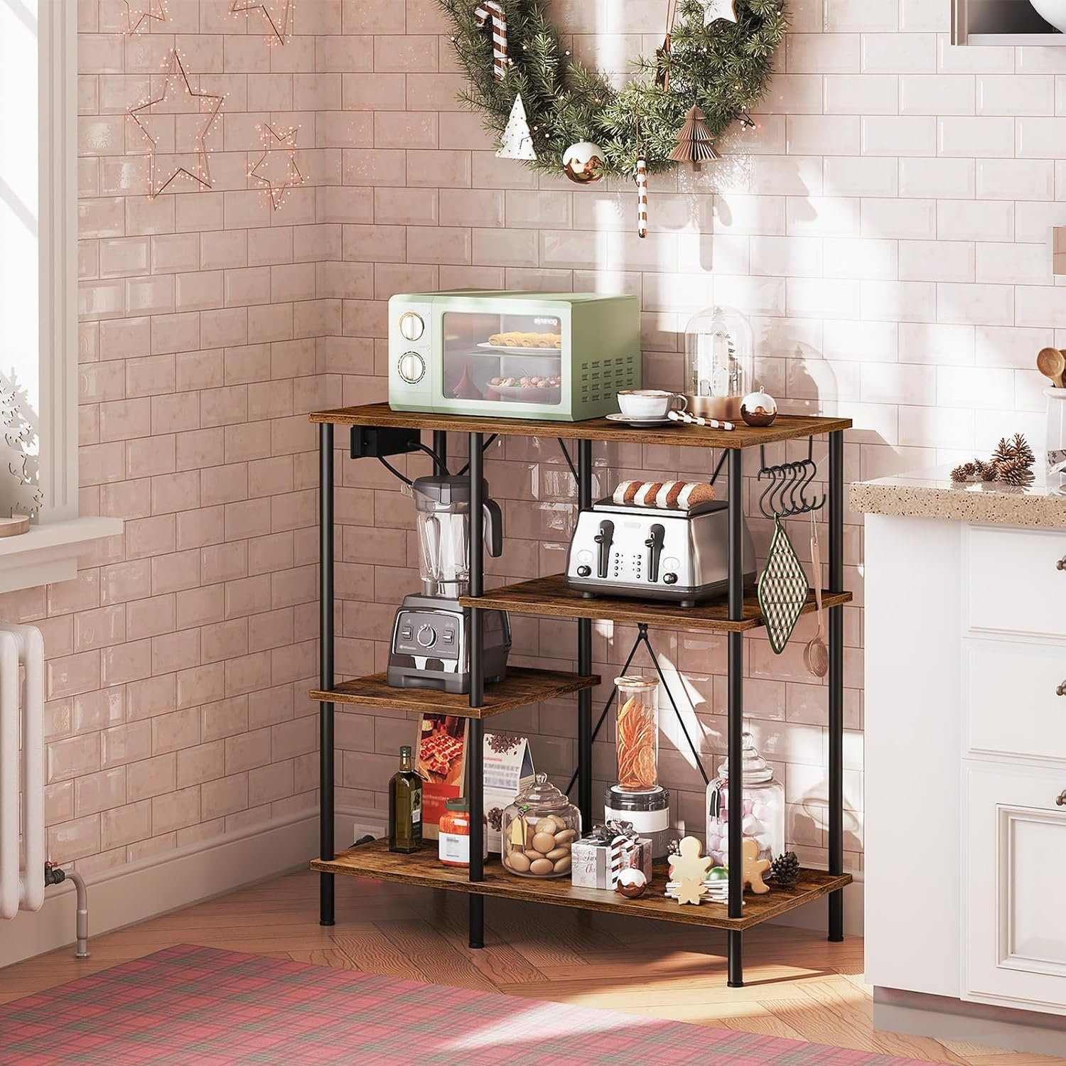17 Stories Vaniya 31.5'' Steel Standard Baker's Rack with Microwave ...