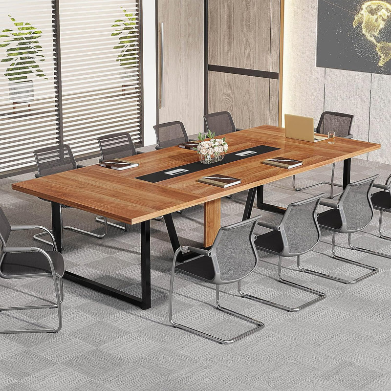 Millwood Pines Anoush Brown Rectangle Conference Table | Wayfair