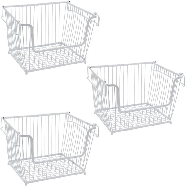 Sorbus Farmhouse Scoop Wire Baskets with Handles | Wayfair
