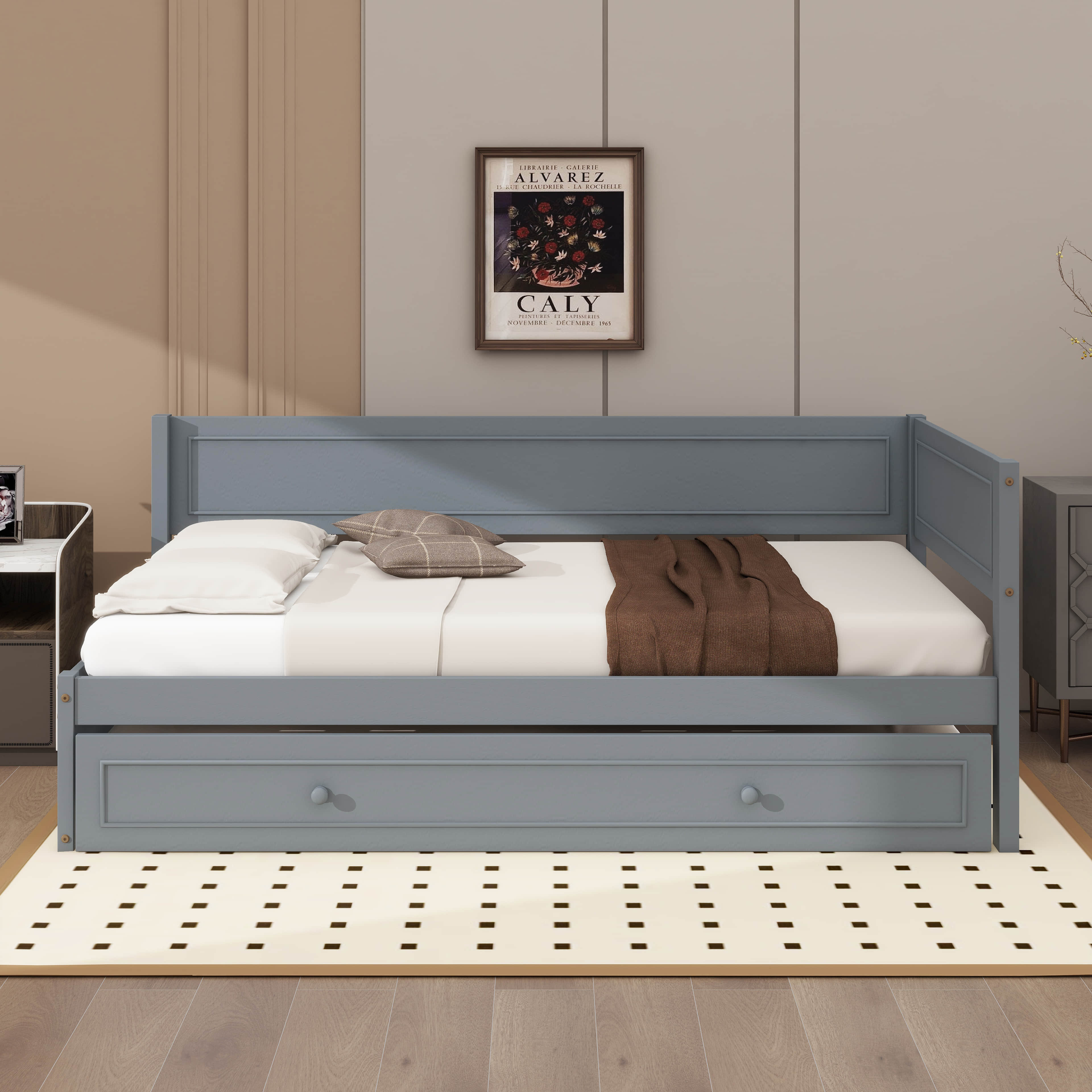 Lark Manor™ A Twin-Size Wooden Daybed That Comes With A Pull-Out ...