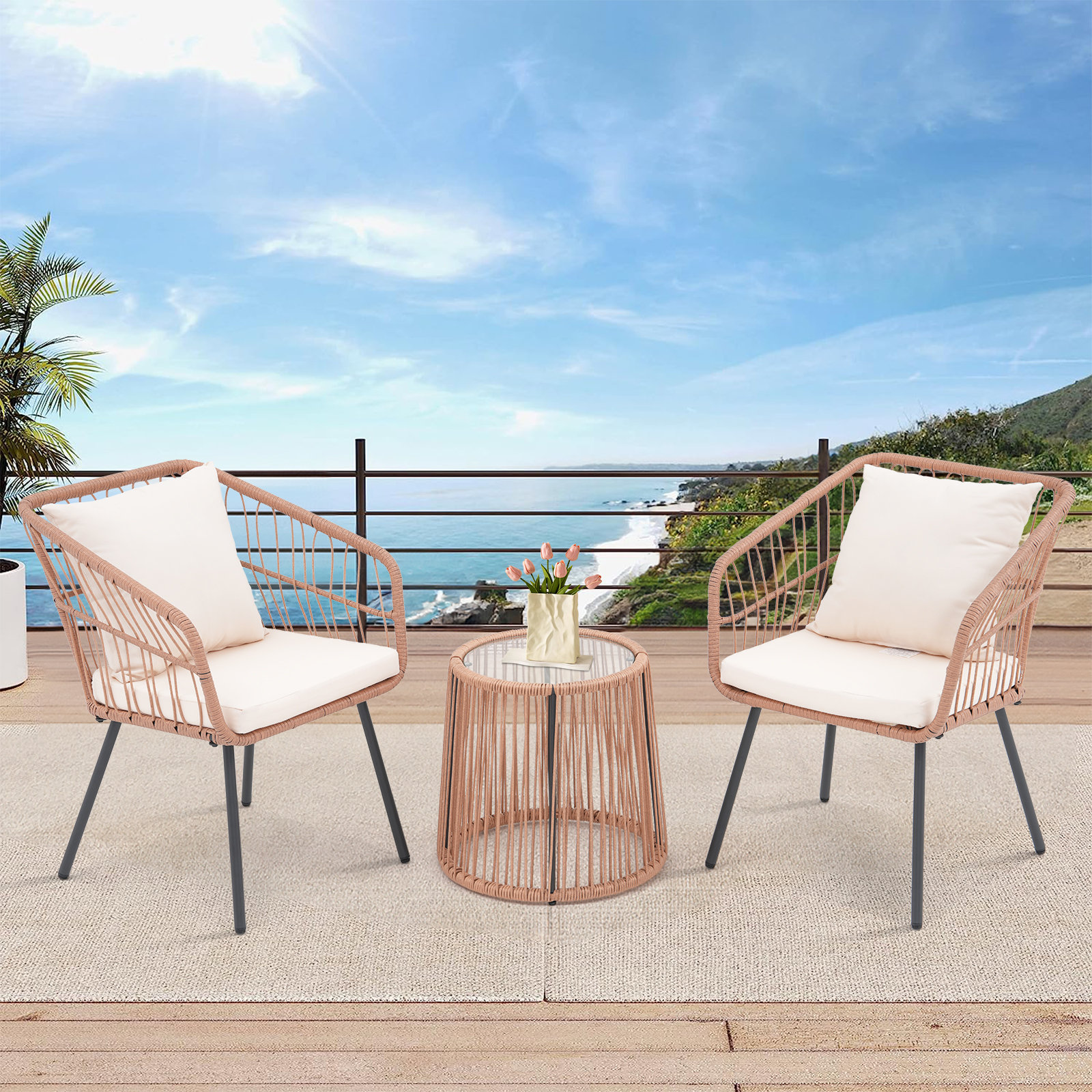 George Oliver 2 - Person Outdoor Seating Set With Cushions - Wayfair Canada