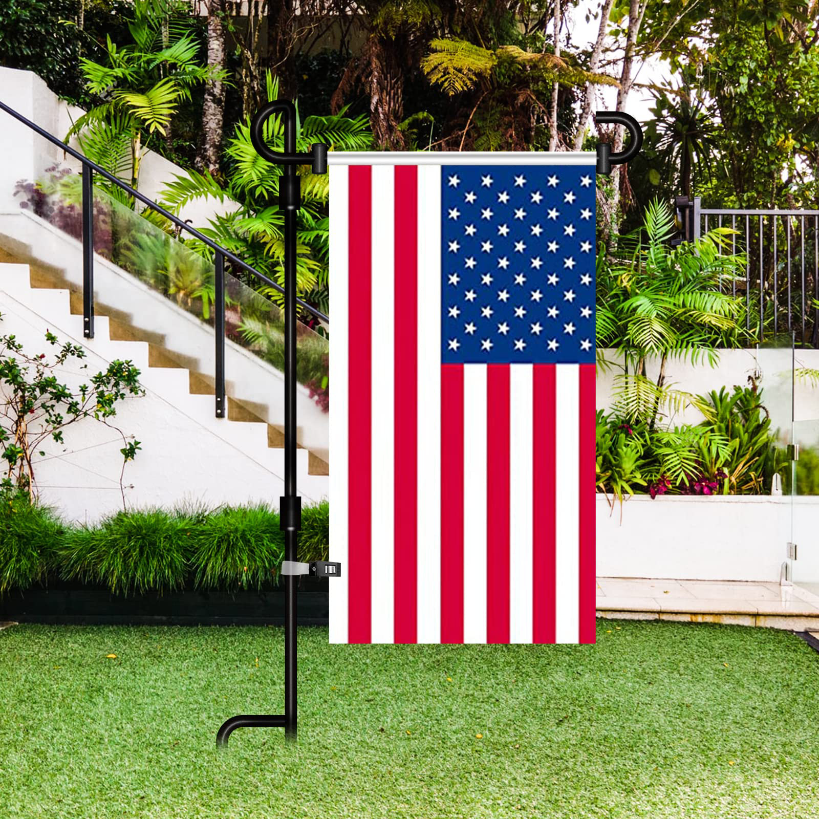 Arlmont & Co. 2-Pack Garden Flag Stand(35.4''×16.4'') Metal Powder ...