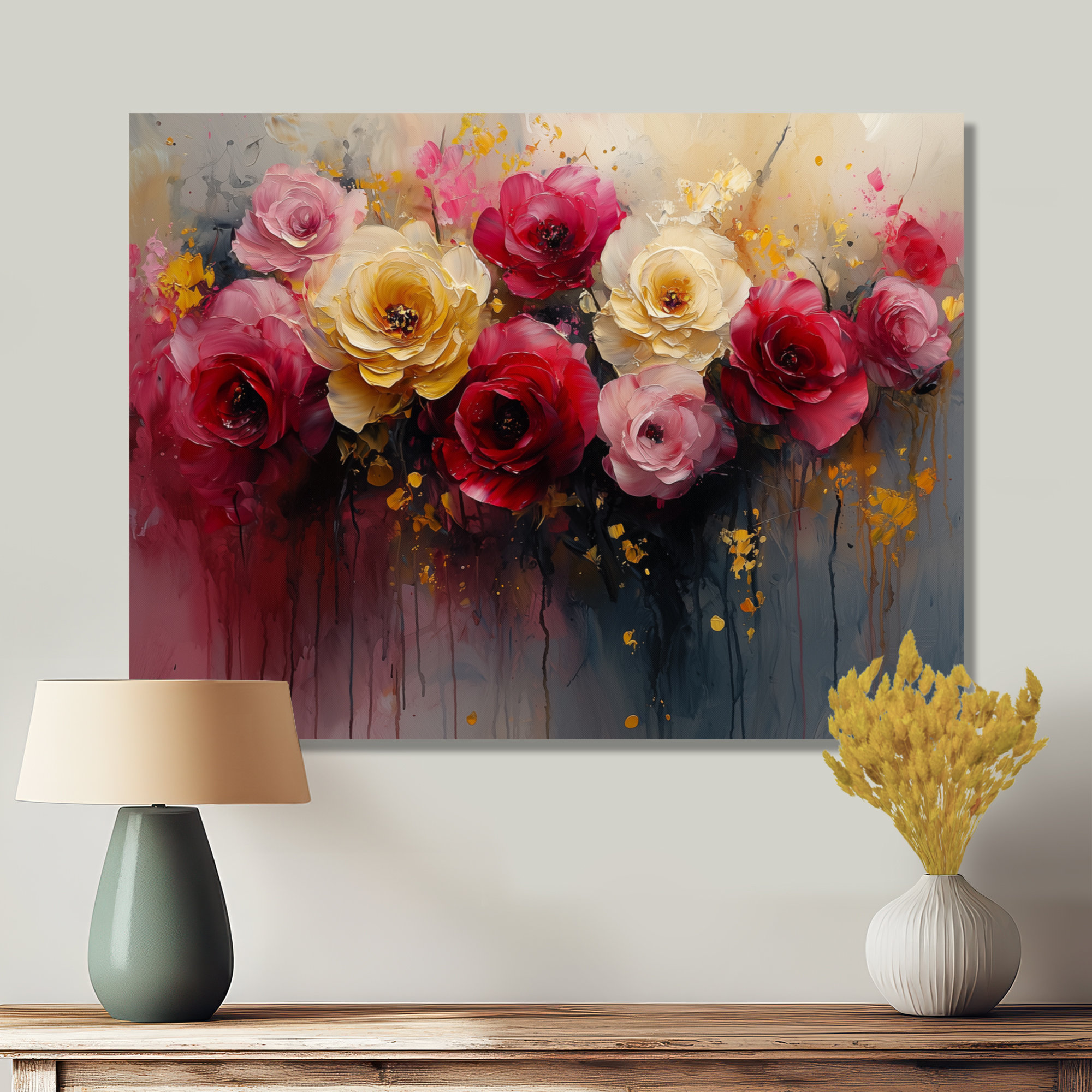 Winston Porter Vibrant Garden Of Abstract Roses Elegance - Roses Large ...