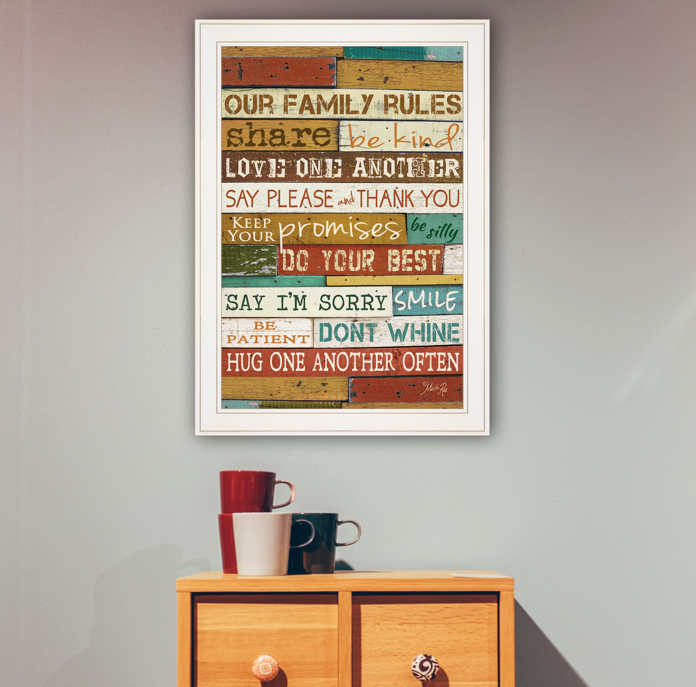 Trinx Our Family Rules Framed Wall Art for Living Room, Home Wall Décor ...