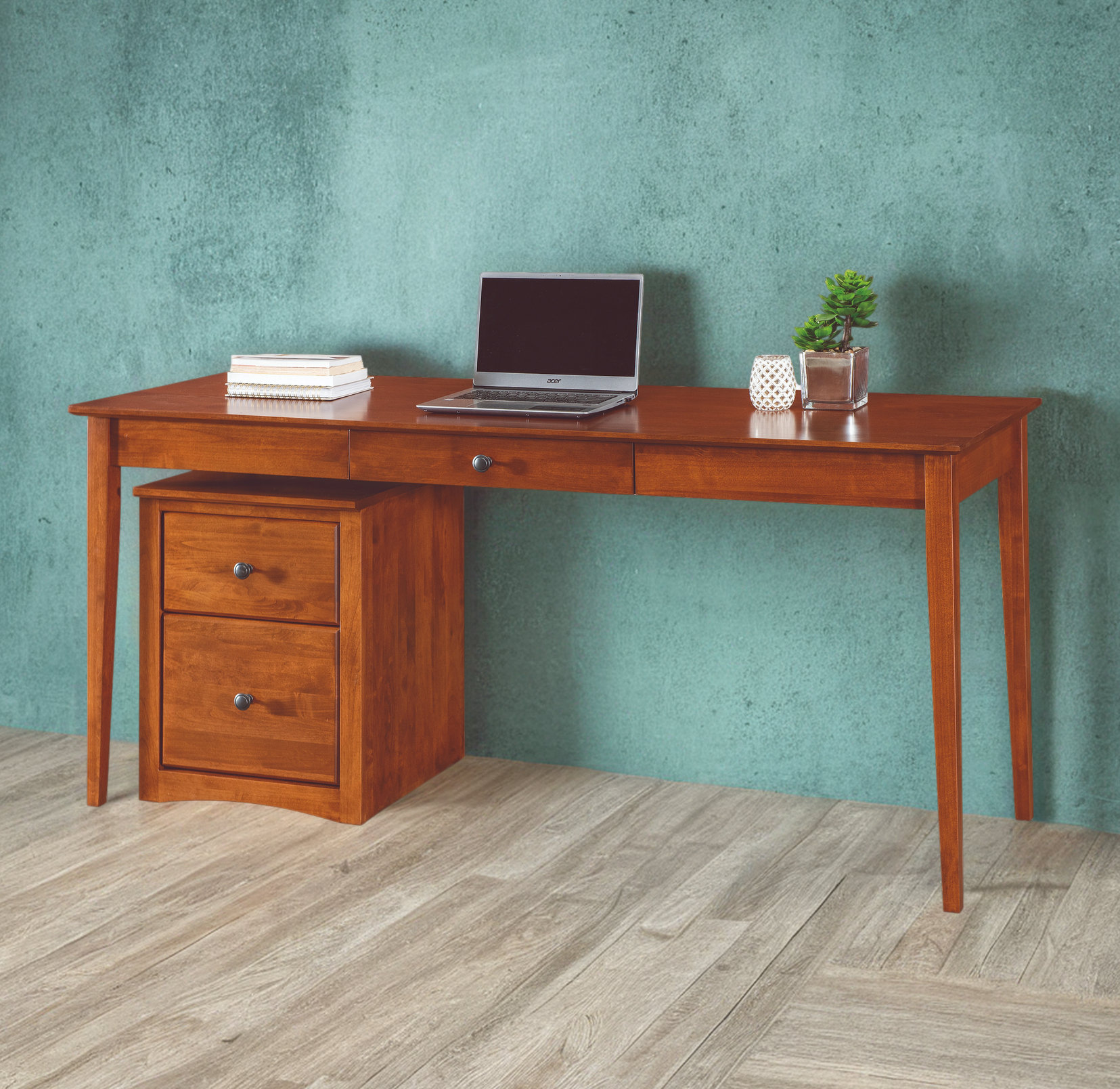 Lark Manor™ Solid Wood Large Writer's Desk With Mobile File Cabinet ...