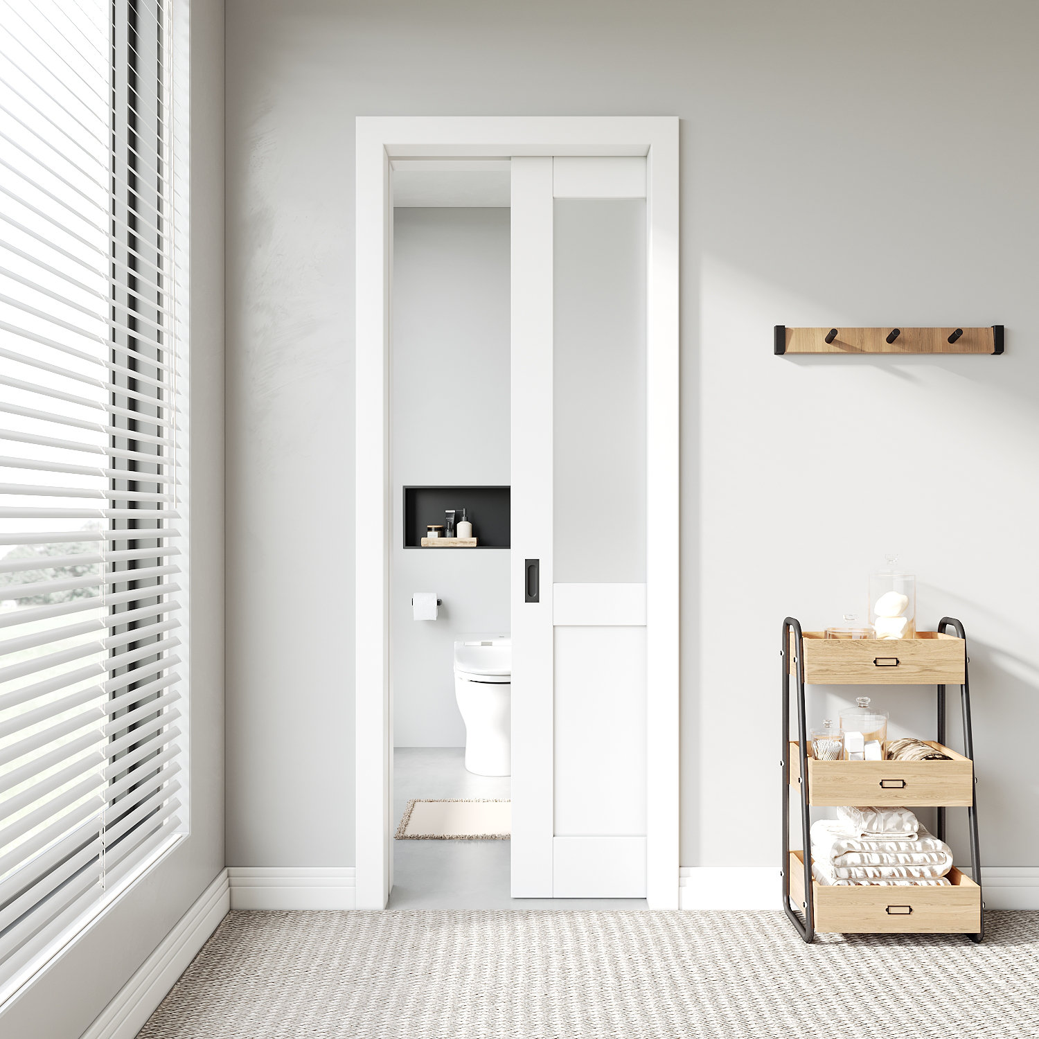 Home Worthy Glass Frosted Manufactured Wood Prefinished Sliding Door ...