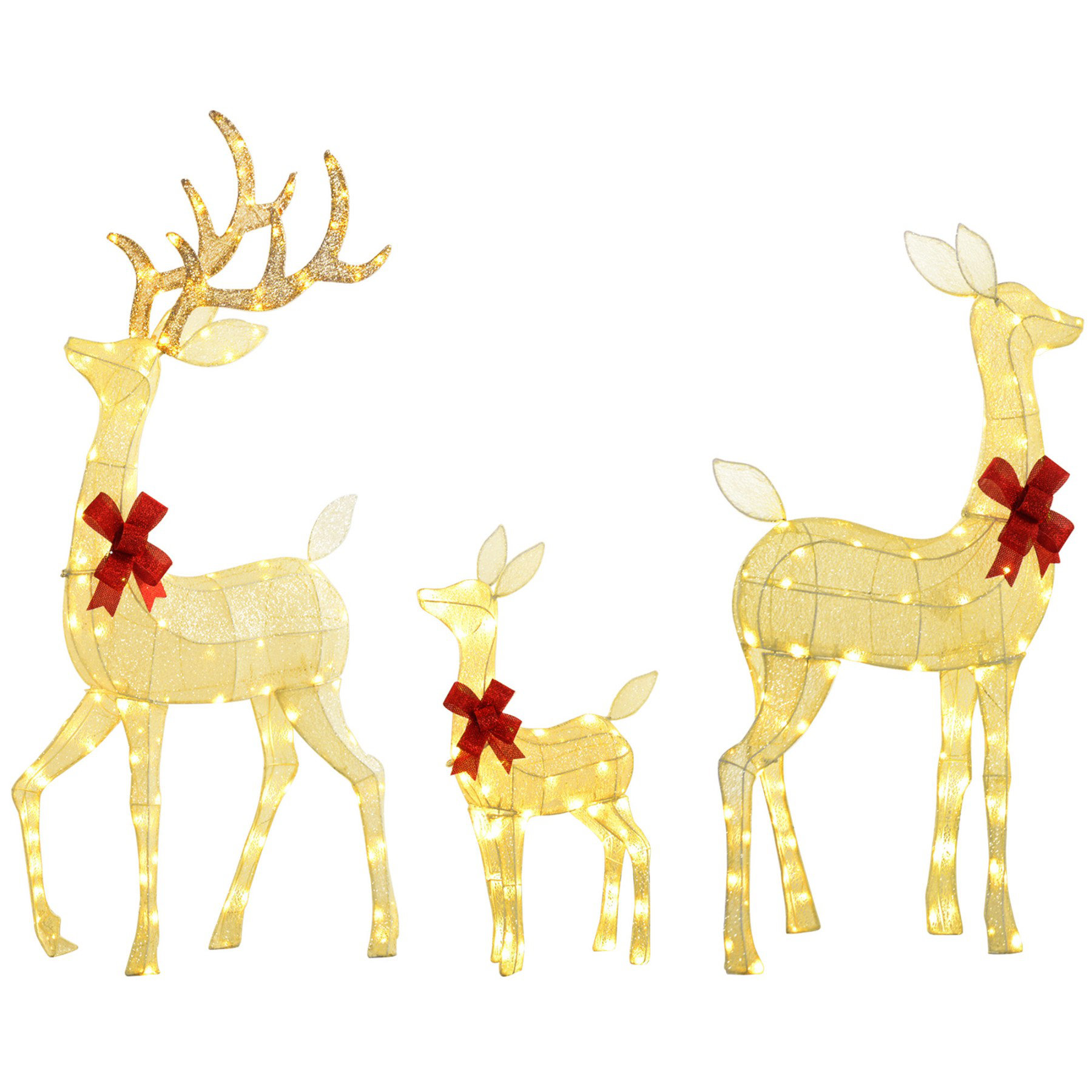 The Holiday Aisle® 4.5ft 3-Piece Light Up Christmas Deer Family Set of ...
