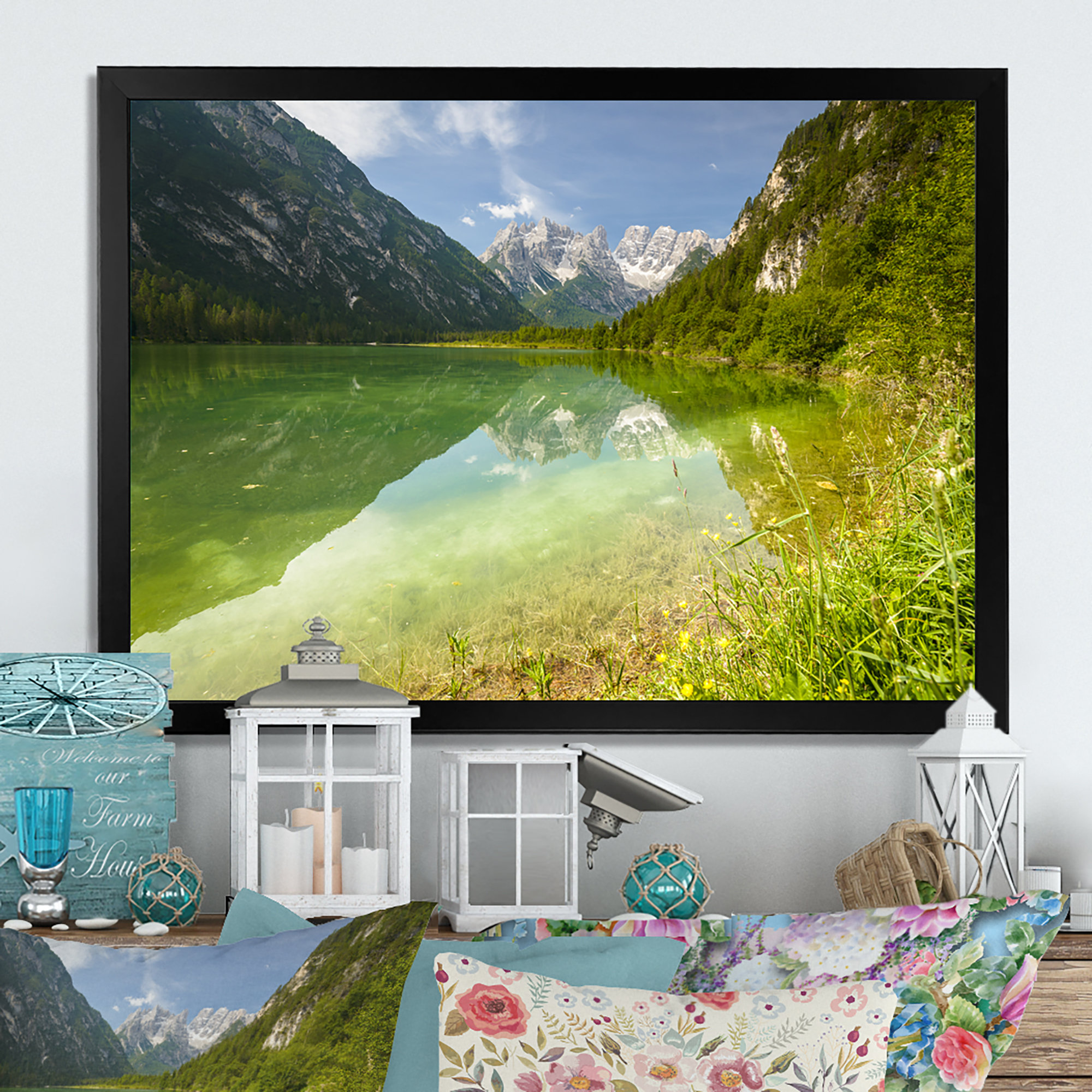 Millwood Pines Beautiful Lake in Summer - Picture Frame Print on Canvas ...