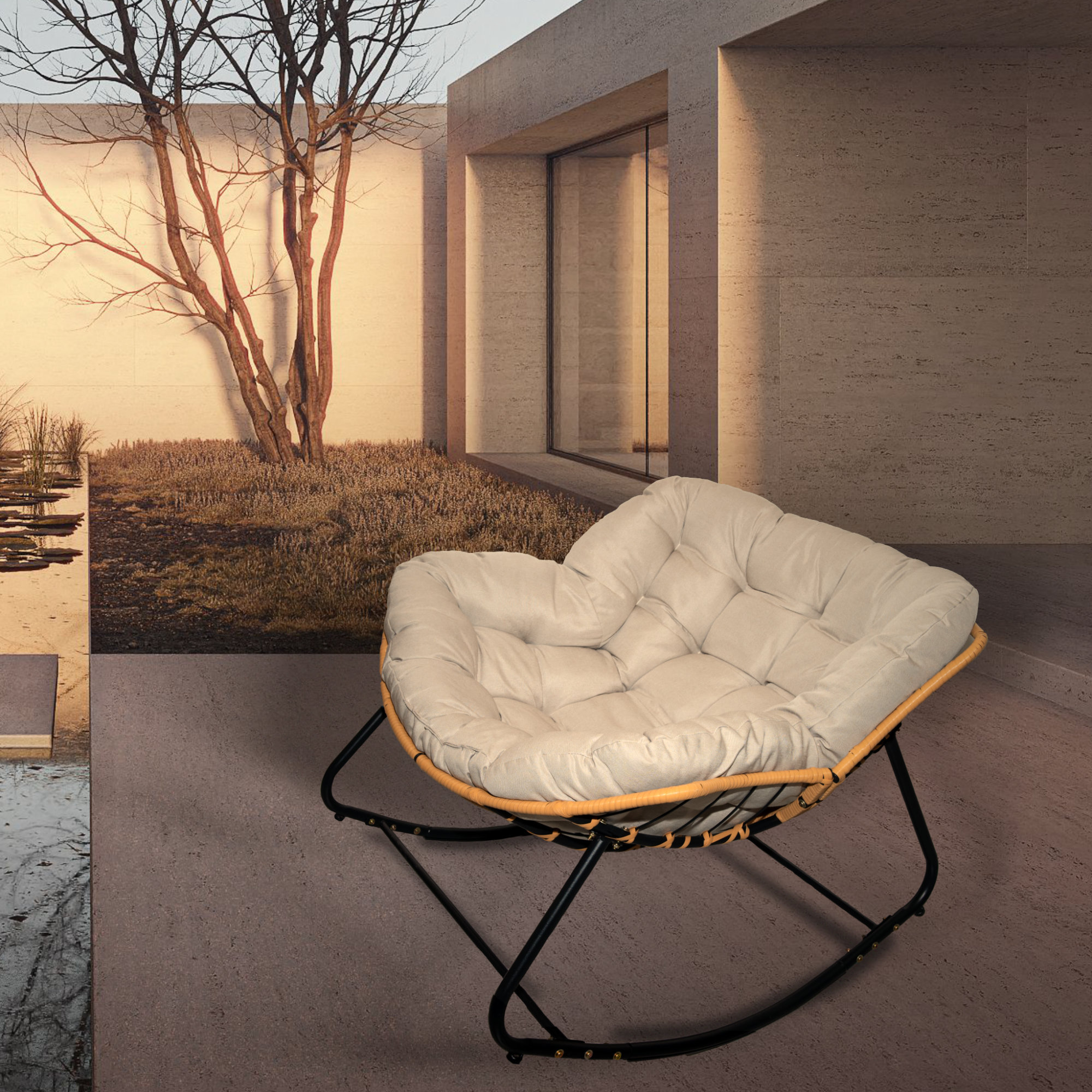Latitude Run® Relaxing Egg Rocking Chair Metal Modern Design For Indoor ...
