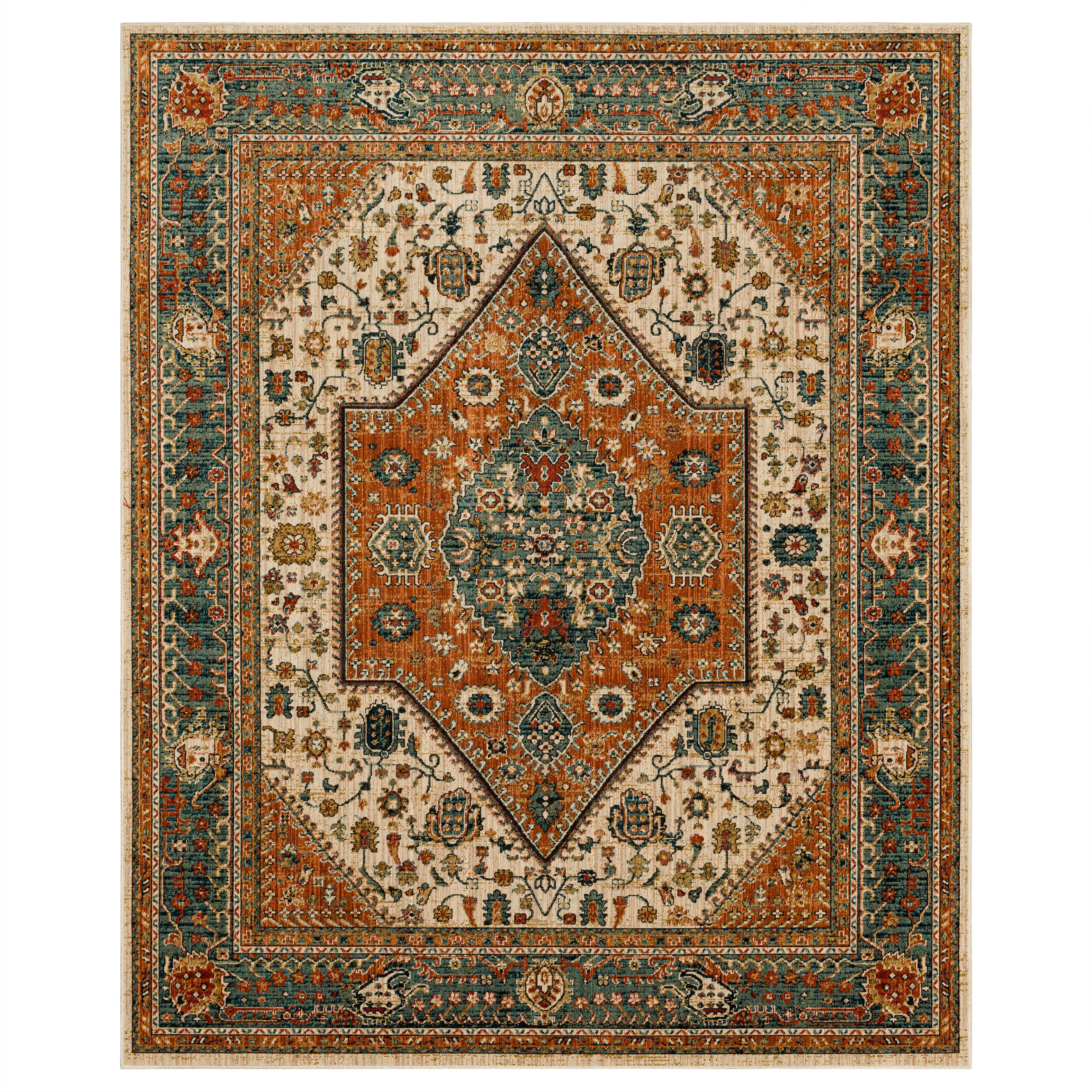 Bungalow Rose Mimy Oriental Medallion Area Rug in Orange/Gray & Reviews ...