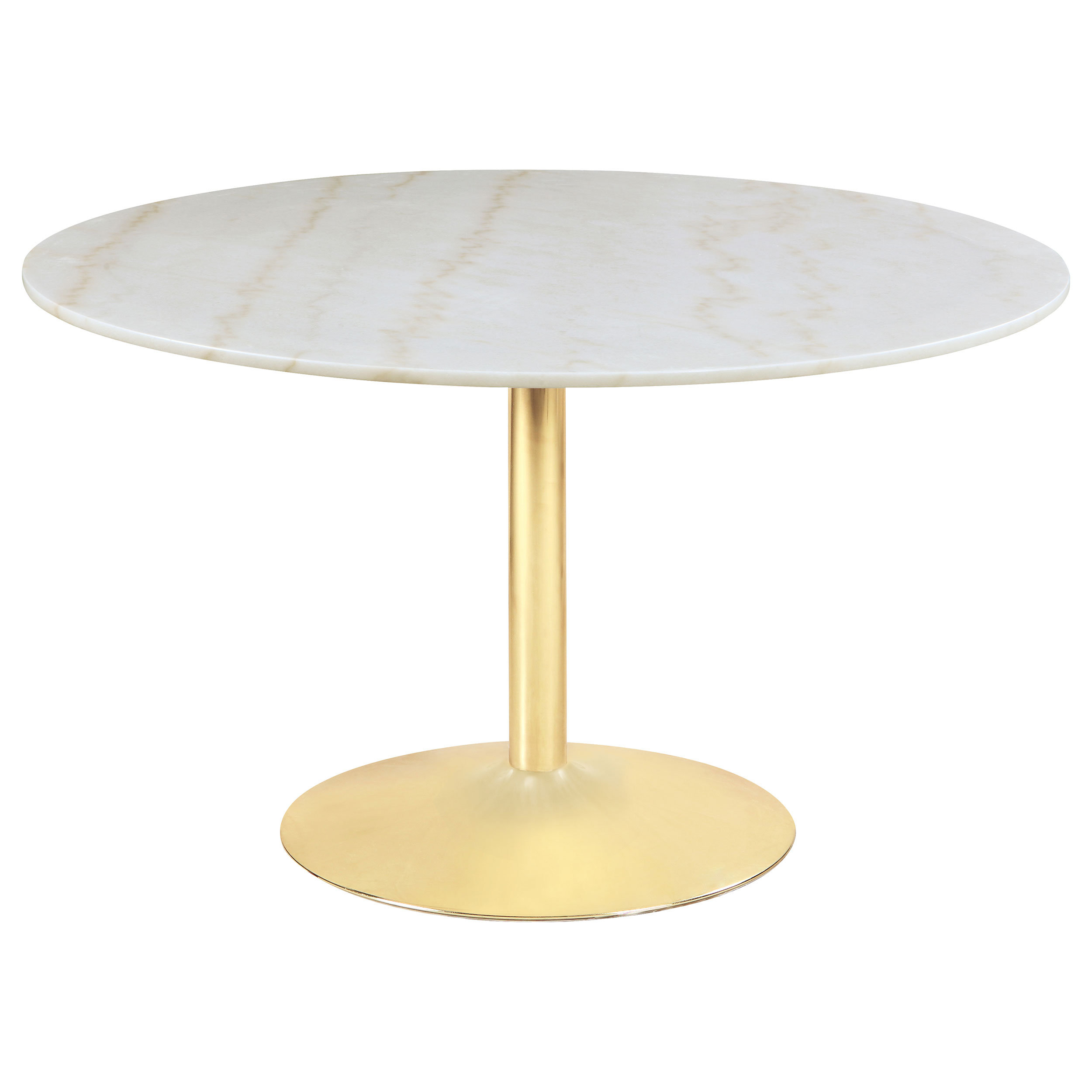 Everly Quinn Kella Natural Marble/Gold Round Dining Table | Wayfair