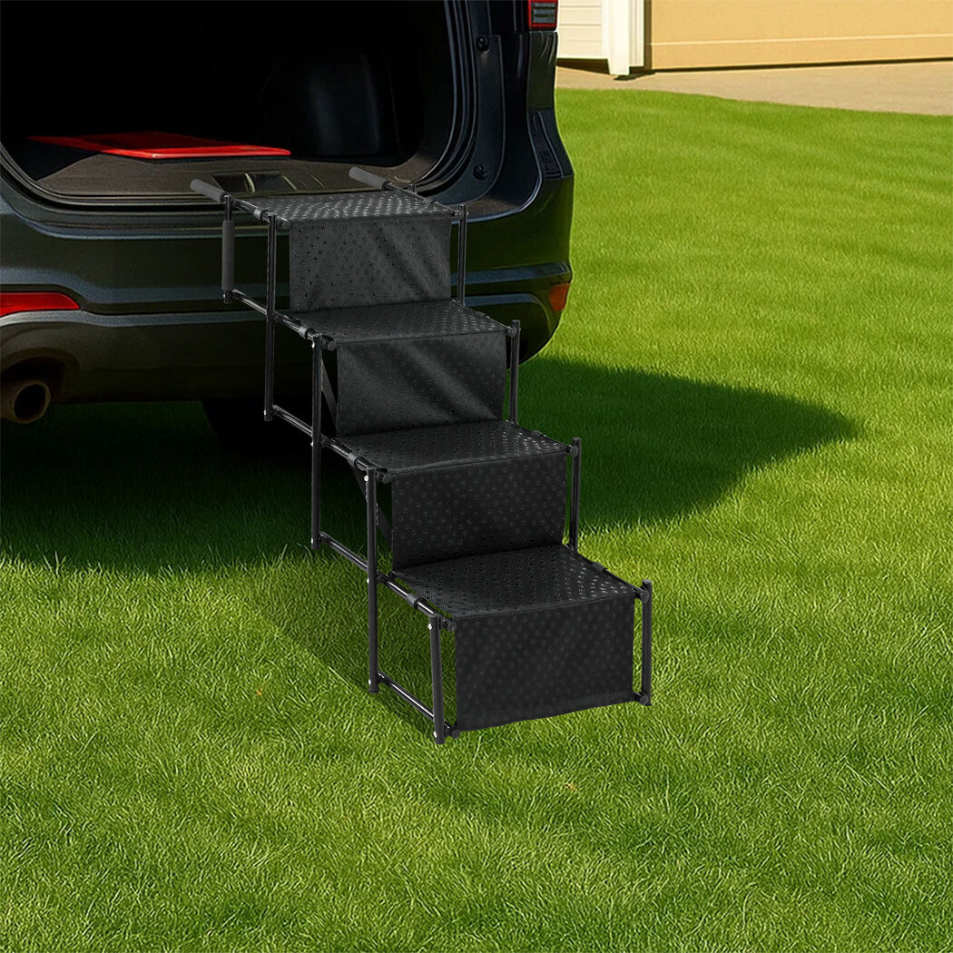 17 Stories Pet Stairs Dog Ramp 4 Soft Steps for Car SUV Booster ...