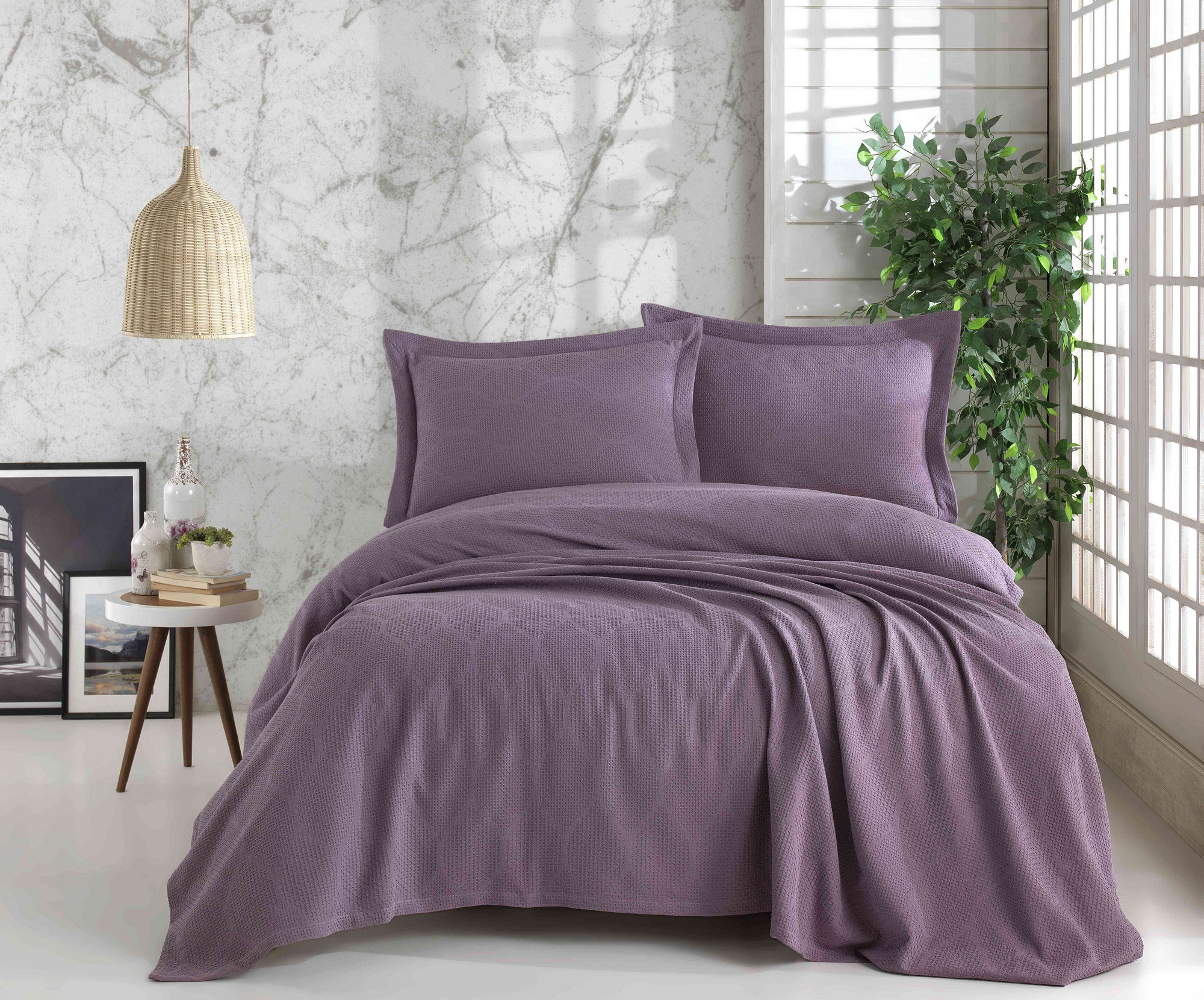 Asir Group INC Demonde Purple 100% Cotton Modern & Contemporary 3 Piece ...