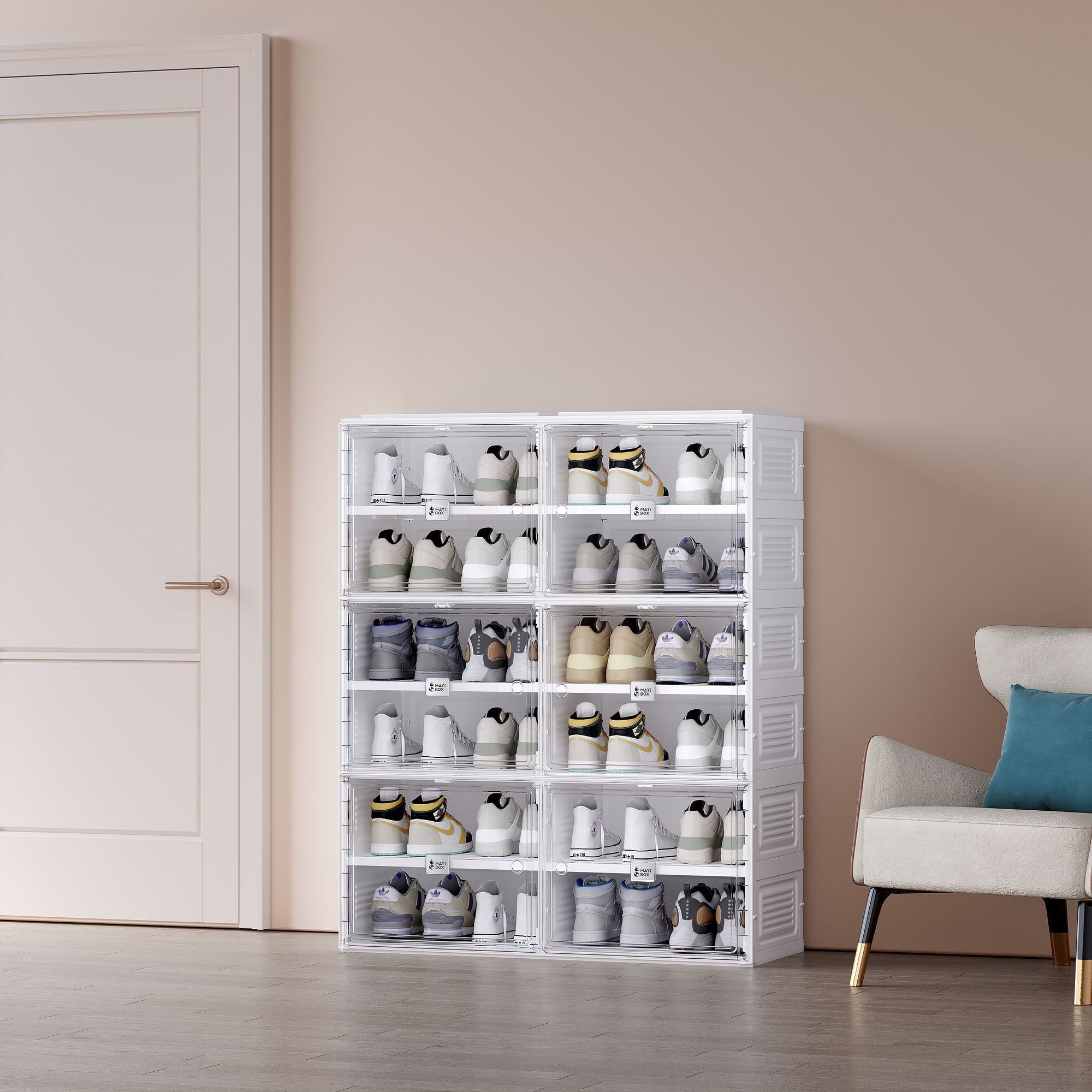 Rebrilliant Portable Shoe Rack Organizer, Stackable Sneaker Organizer ...