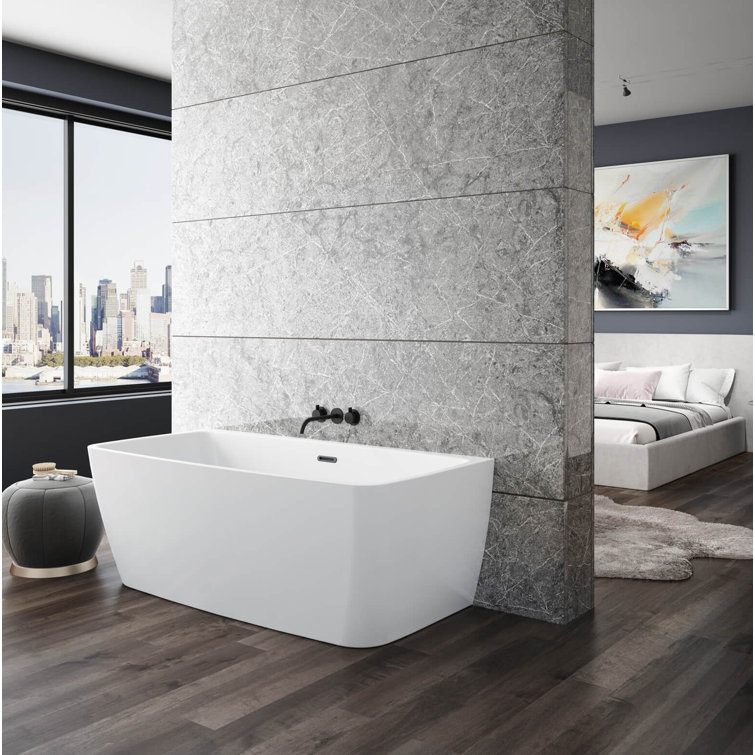 BainUltra Vibe 58 x 28 Back To Wall Freestanding Bathtub | Wayfair