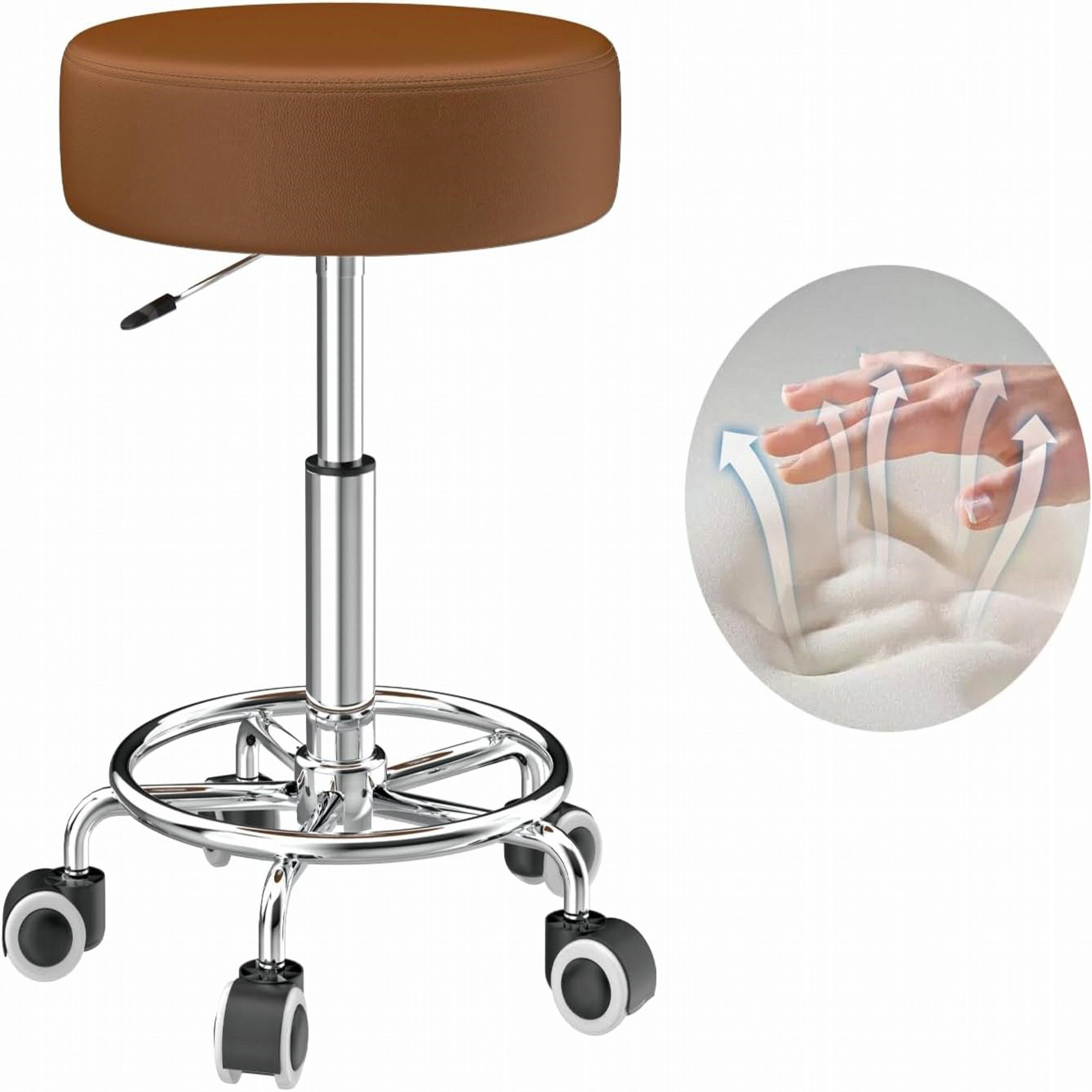 Ivy Bronx Rolling Chair, Heavy Weight Capacity 300Lb, PU Leather ...