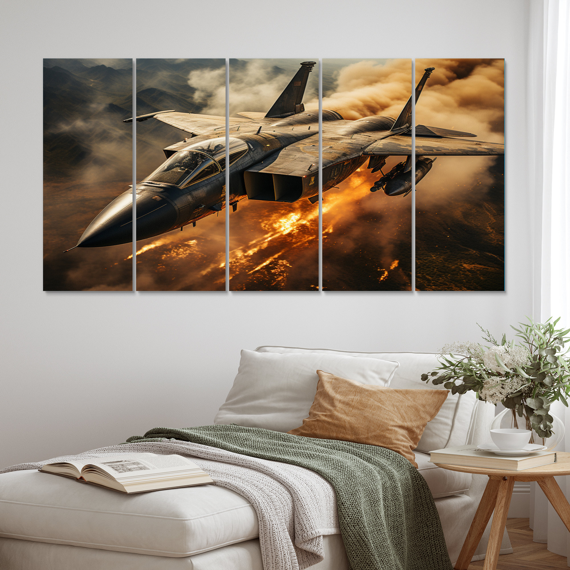 DesignArt Military Jet II - Army Wall Decor - 5 Equal Panels | Wayfair