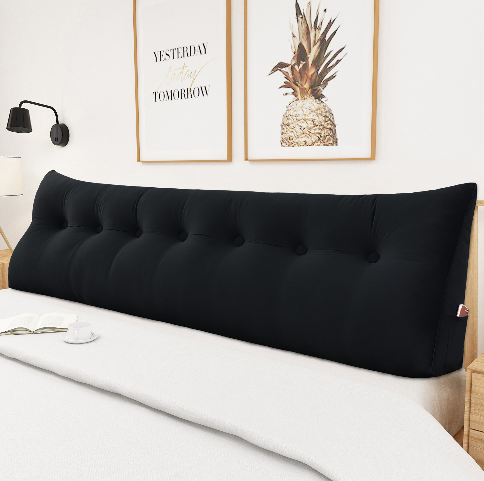 WOWMAX Sit-up Back Comfort Velvet Headboard Wedge Reading Pillow ...