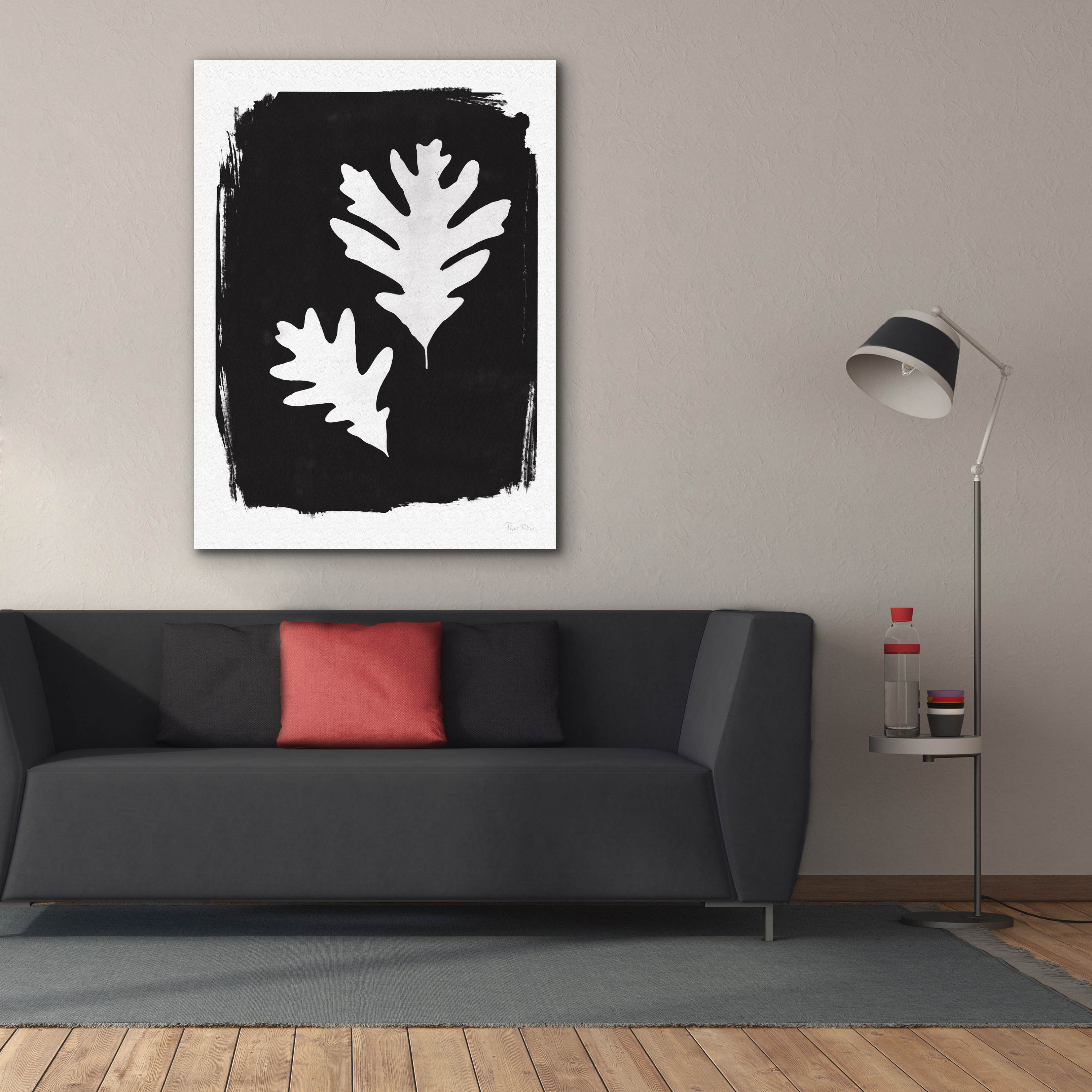 Epic Graffiti 'Nature By The Lake Leaves 4 Black' by Piper Rhue Canvas ...