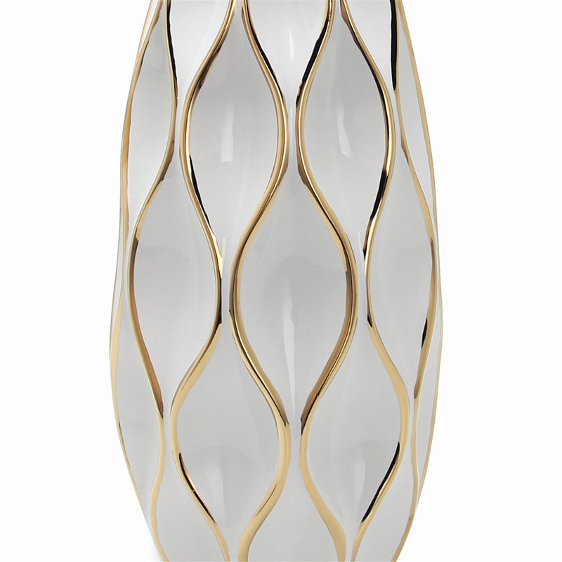 Mercer41 Boalt Jar Modern Ceramic Vase with Gold Accents | Wayfair