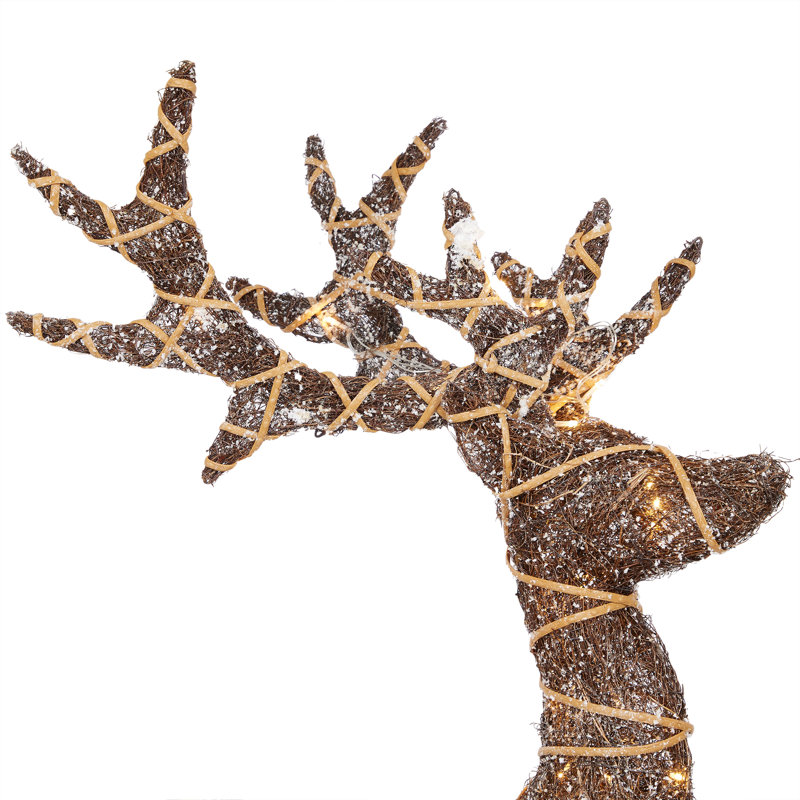 The Holiday Aisle® Twig with Natural Rattan Wrapped Reindeer and Warm ...