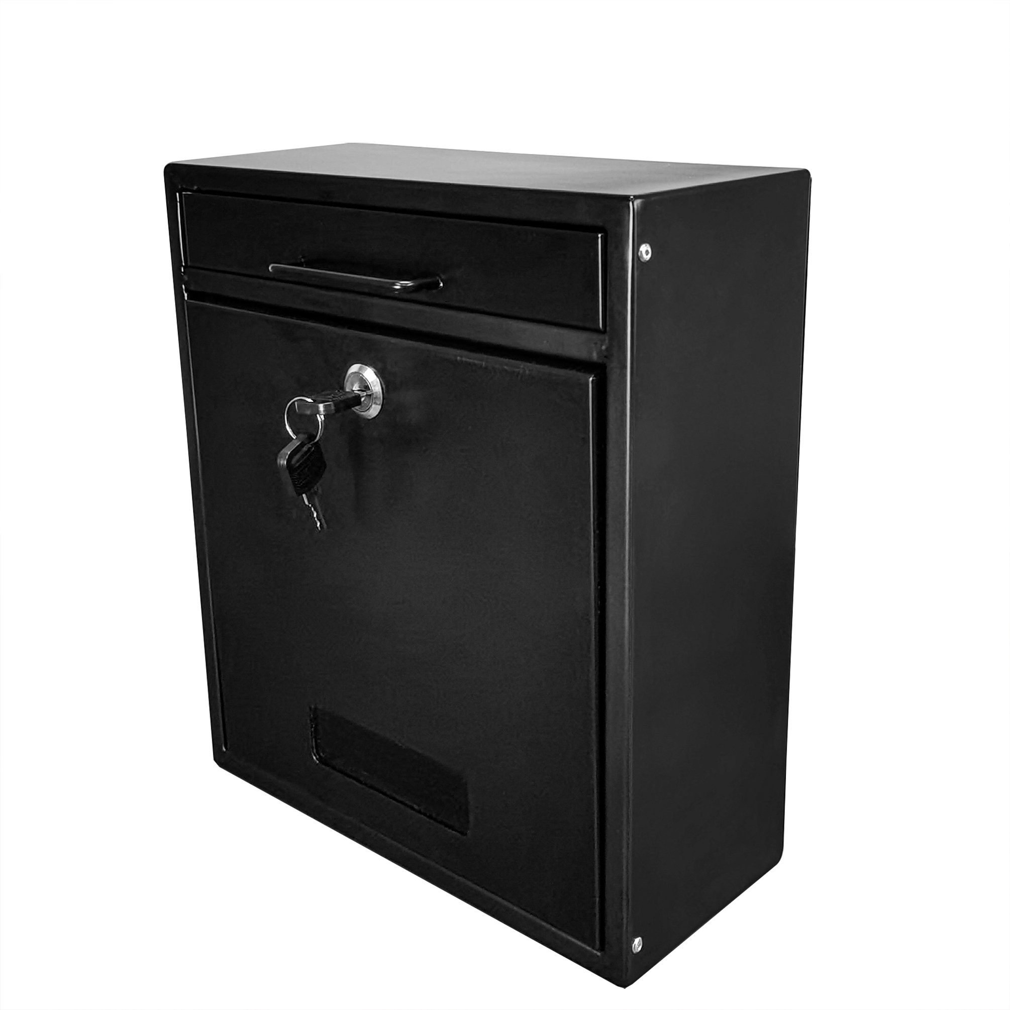 Fixturedisplays® Black Outdoor Drop Box Locking Drop Box, Wall Mounted Mailbox, Suggestion Box ...
