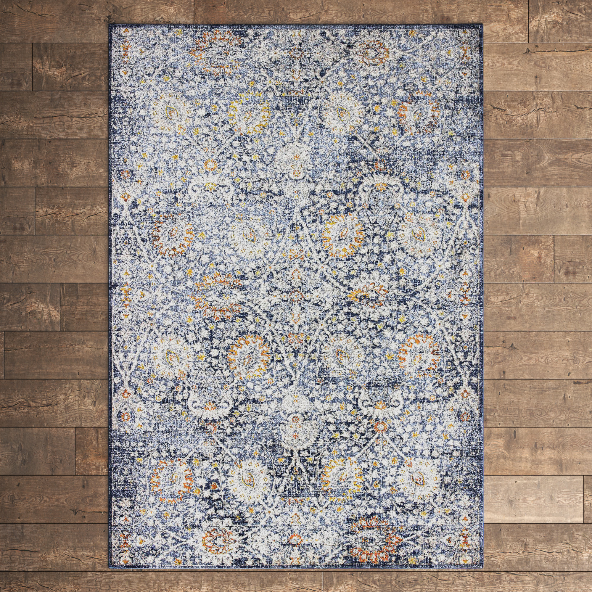Kelly Clarkson Home Isa Floral Blue Area Rug & Reviews | Wayfair
