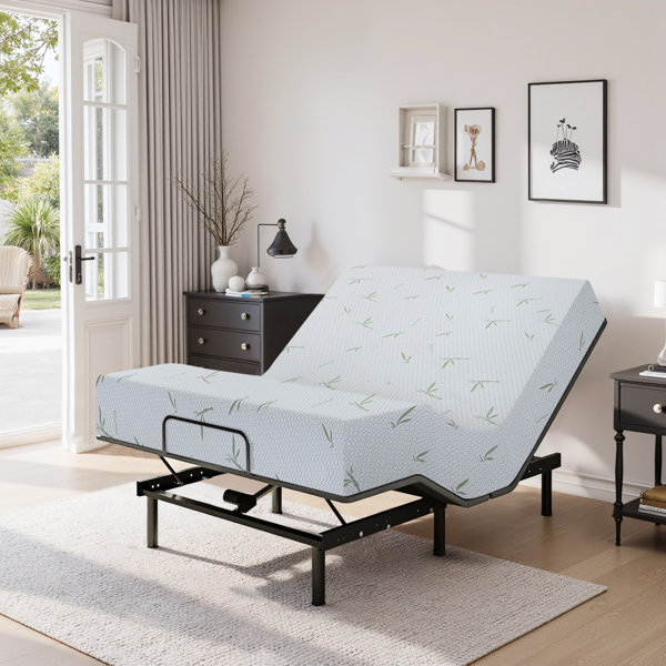 Alwyn Home Adjustable Bed Base With 10 Inch Memory Foam Mattress, Head ...