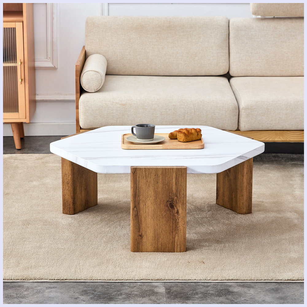 Brayden Studio® Modern practical MDF coffee table with white tabletop ...
