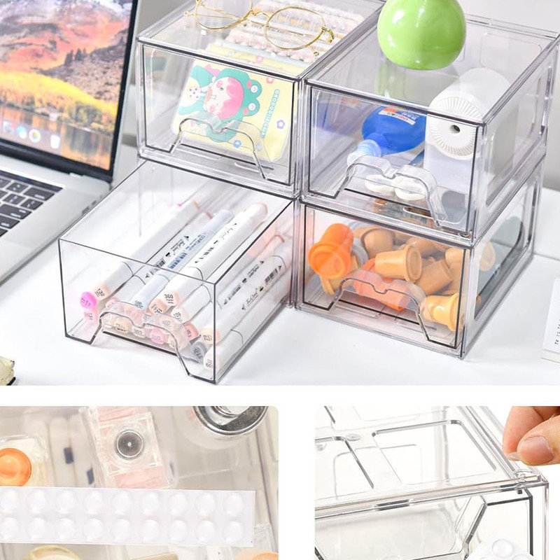 Rebrilliant 6 Pack Stackable Storage Drawers, Clear Plastic Pull Out ...