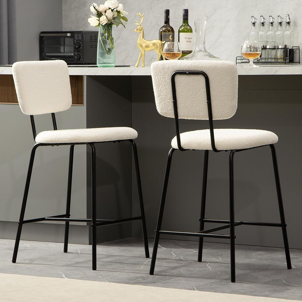 Latitude Run® White Counter Stools Set Of 2 - Modern Bar Stools Set Of ...