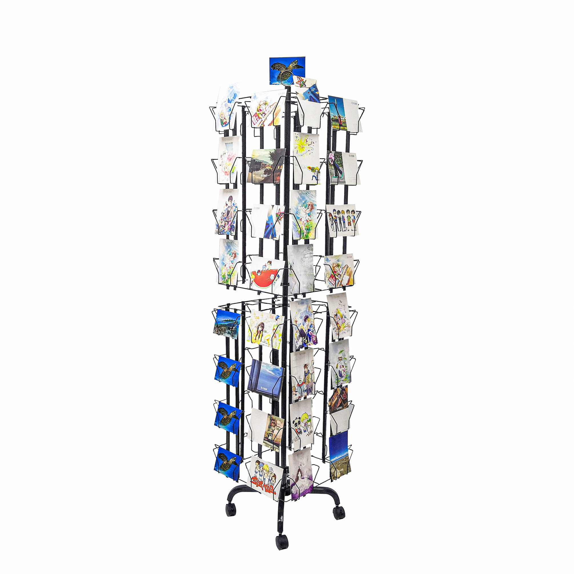 FixtureDisplays 64 Adjustable Pockets Display Rack Double Tier Greeting ...