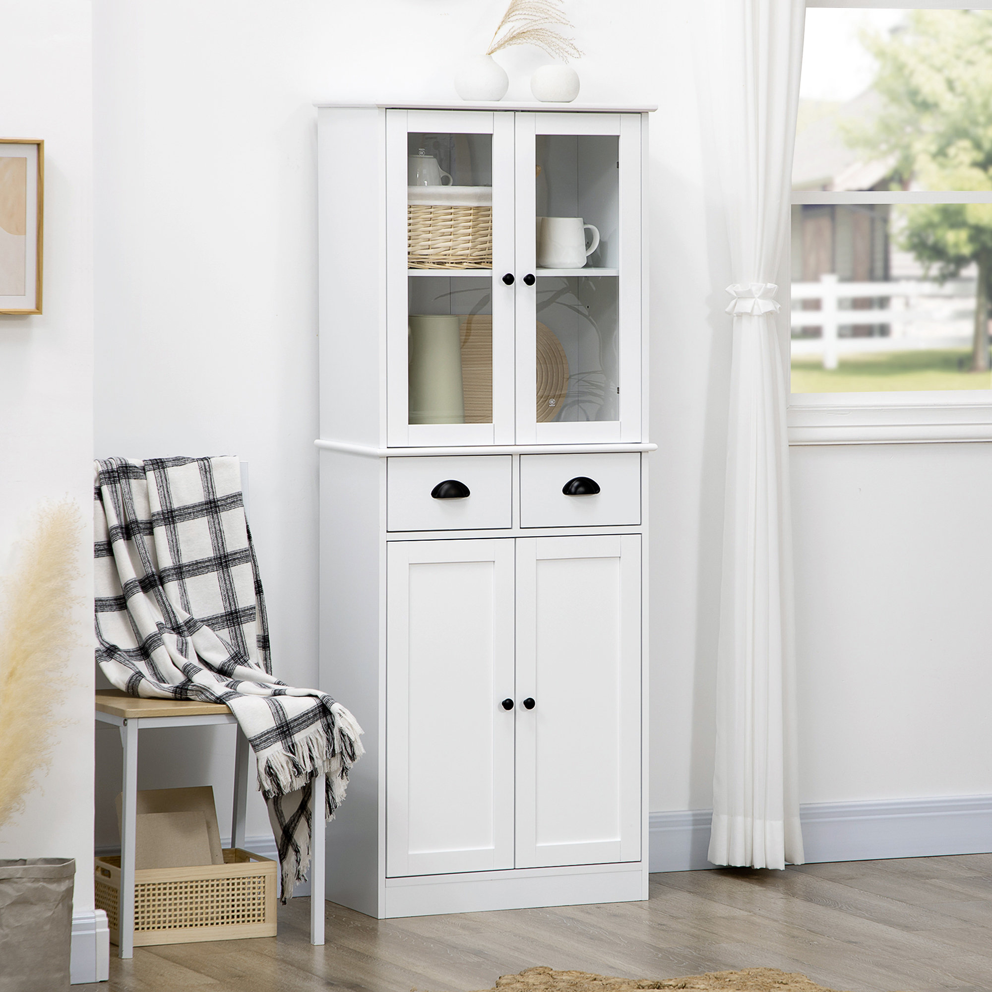 Winston Porter Freestanding Kitchen Pantry, Traditional Style Storage ...