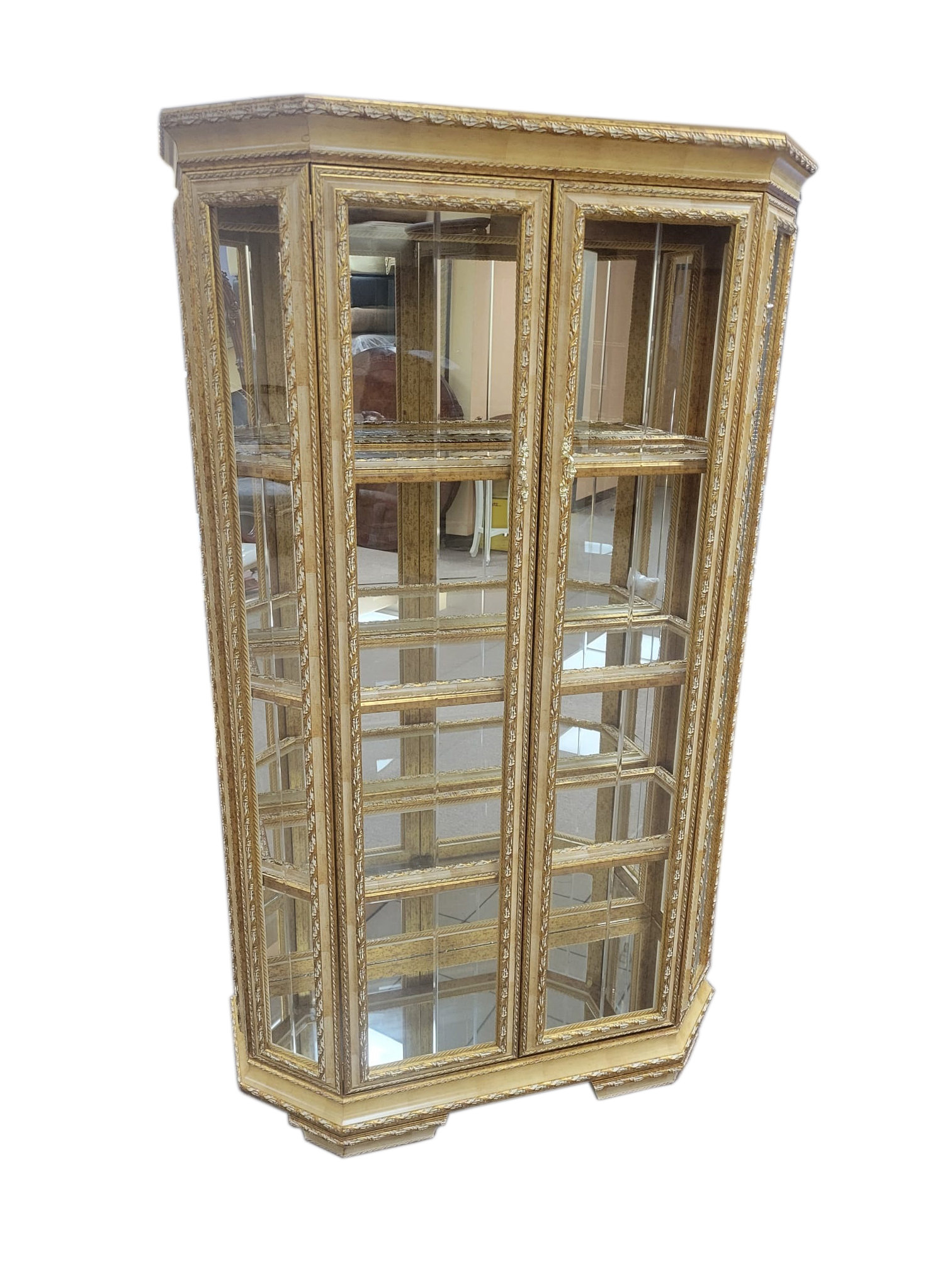 Infinity Furniture Import Infinity Antique Gold And Ivory Pentagonal Cabinet | Perigold