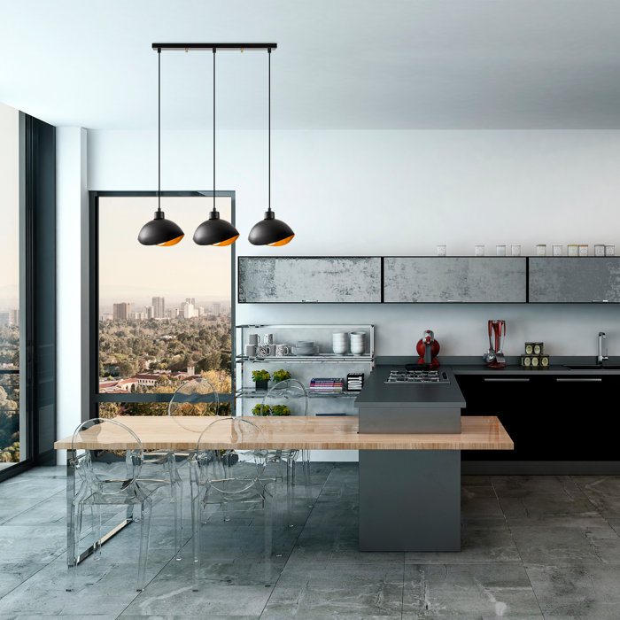 Bless international 3 - Light Black Kitchen Island Pendant - Wayfair Canada