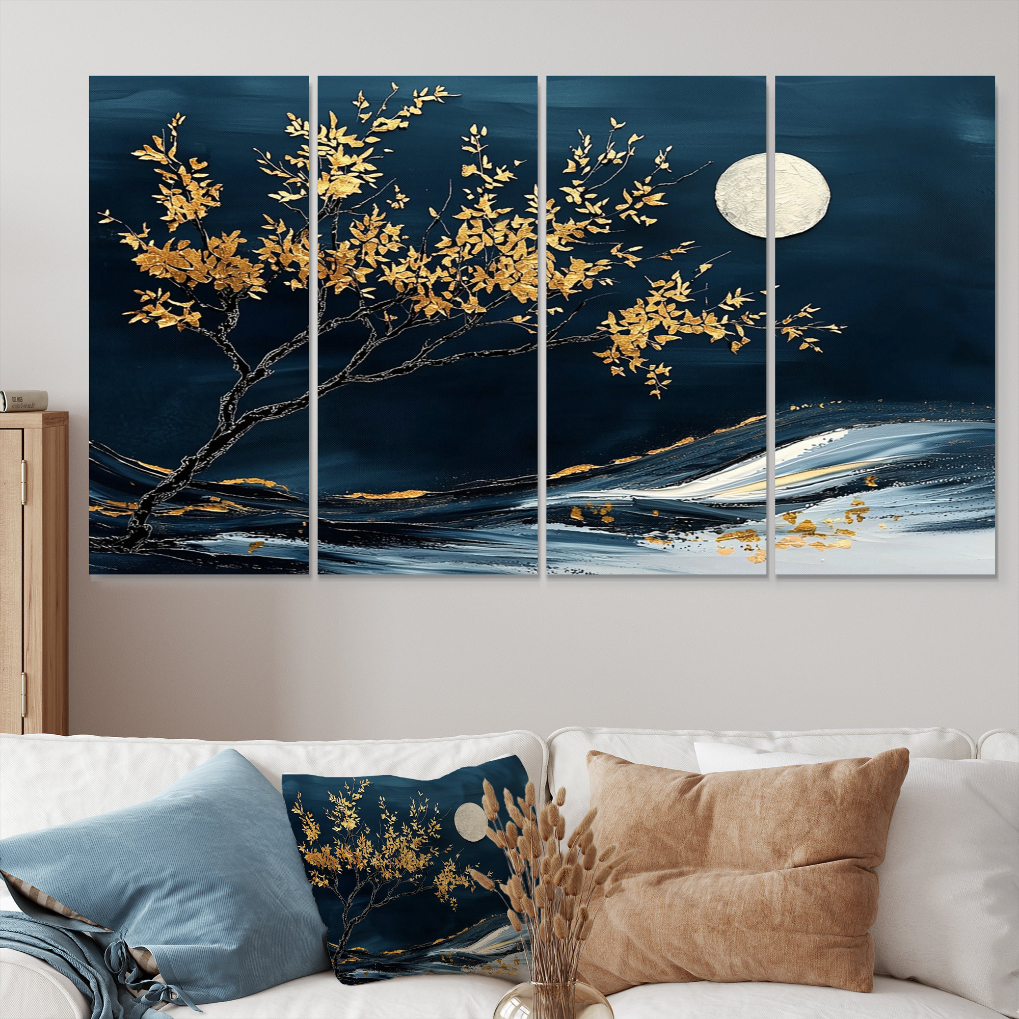 Lark Manor™ Gold And Blue Ferns Moonlit Fronds III - Ferns Wall Art ...