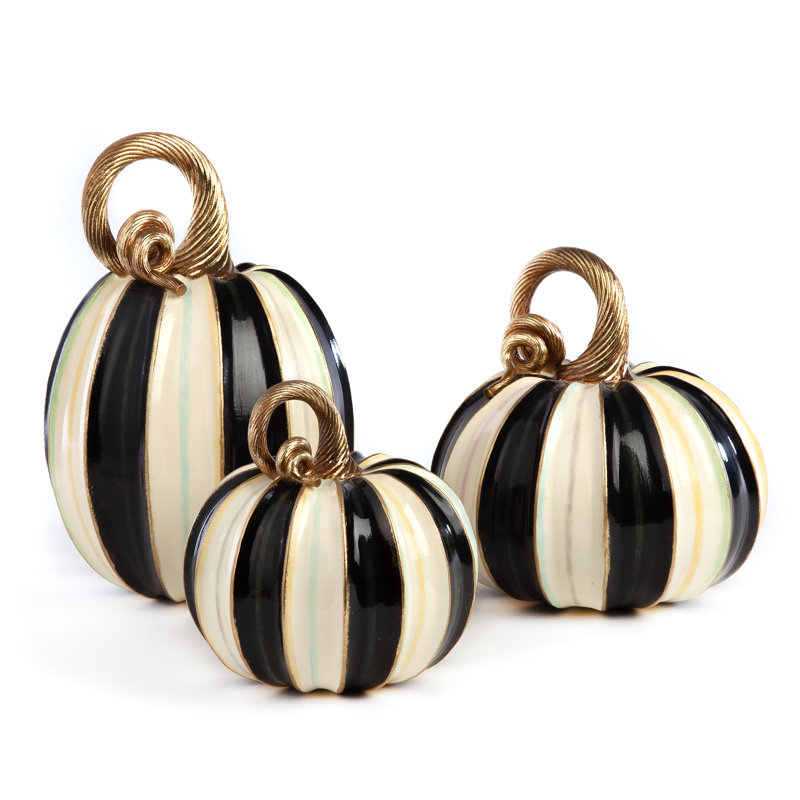 MacKenzie-Childs Elegant Stripe Large Pumpkin | Wayfair