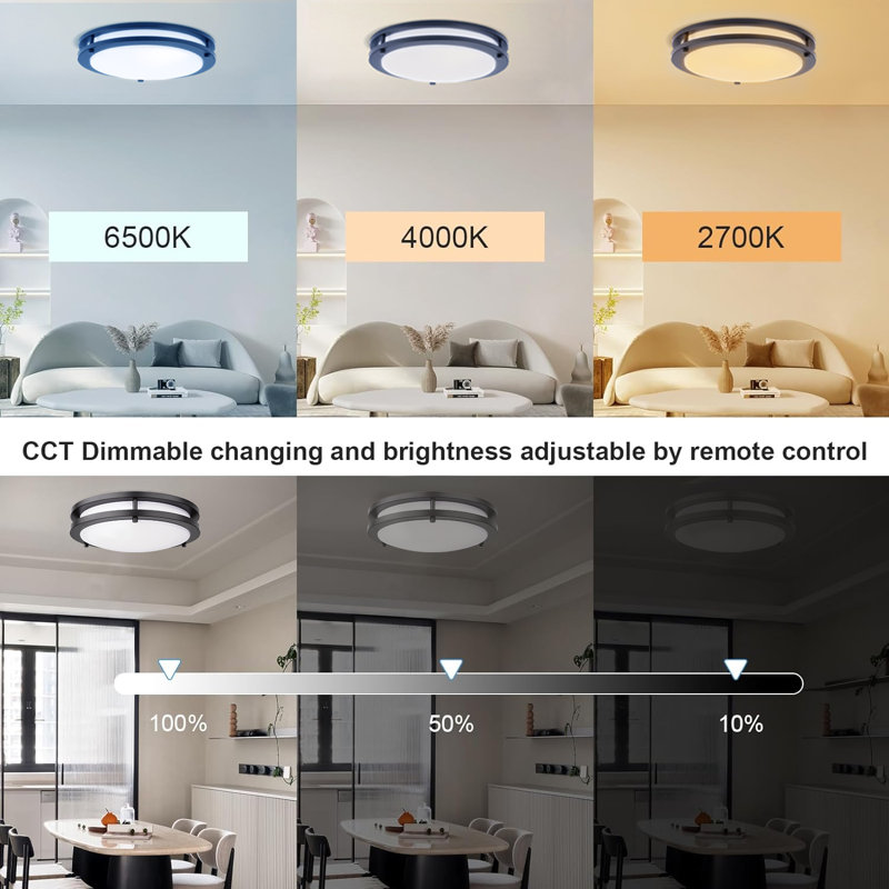 Wrought Studio™ LED Ceiling Light Fixture with Remote 12 Inch Ceiling ...