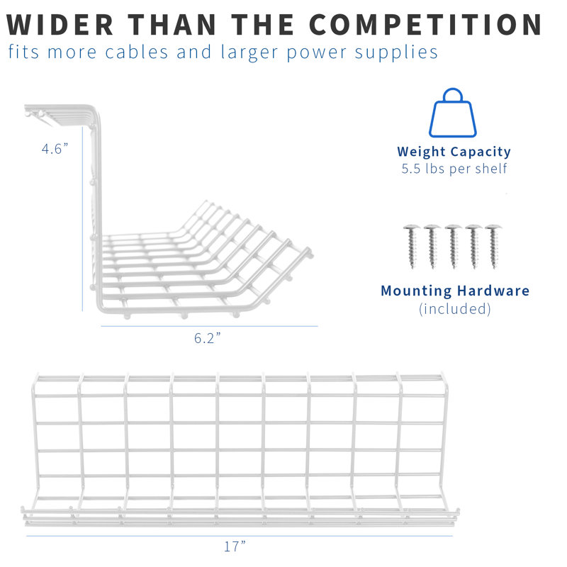 Vivo White Under Desk Cable Management Rack | Wayfair