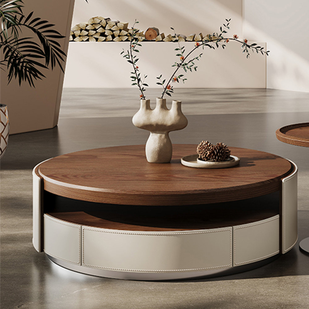 Bkoksety Saddle leather creative premium round tea table | Wayfair