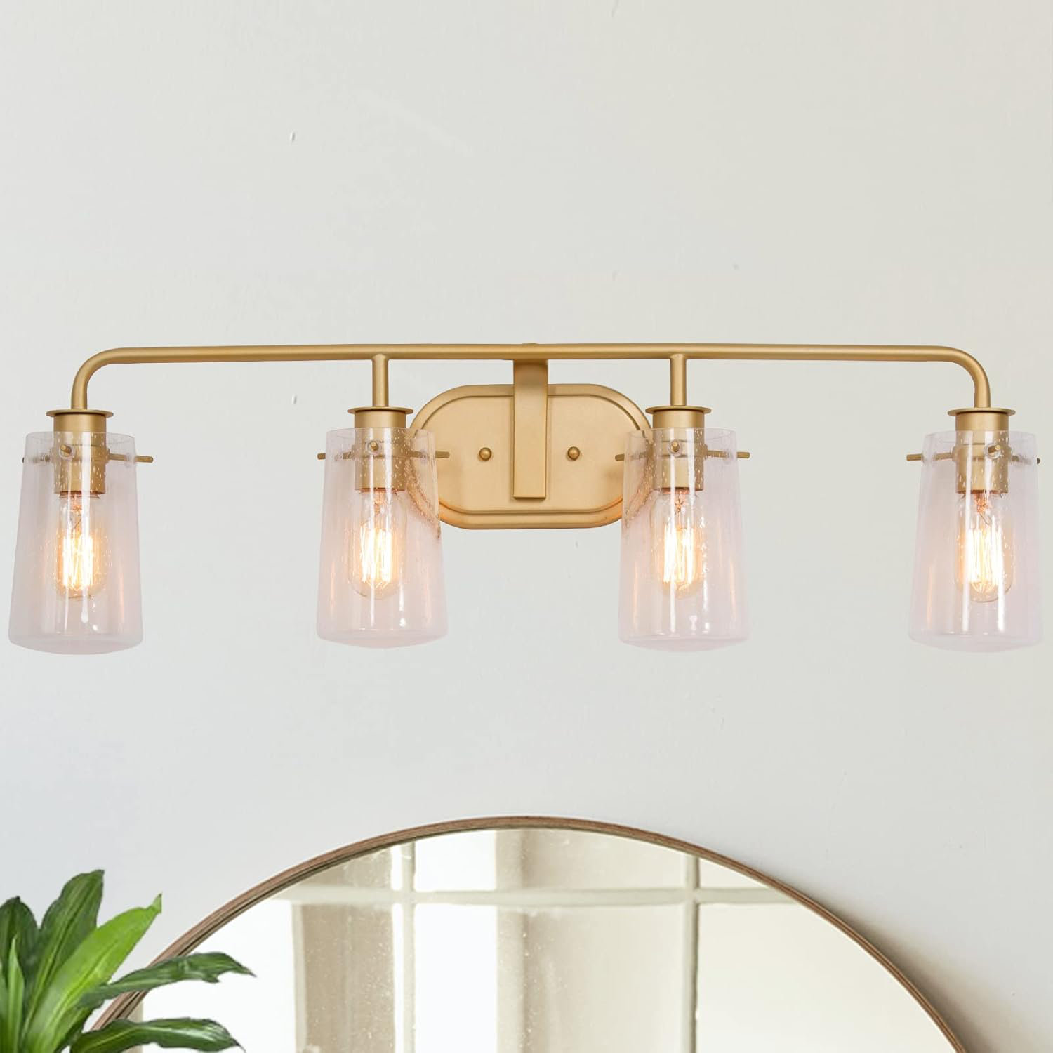BEAUTY DEPOT 31" Gold Bathroom Vanity Light Fixture, 4-Light Modern ...